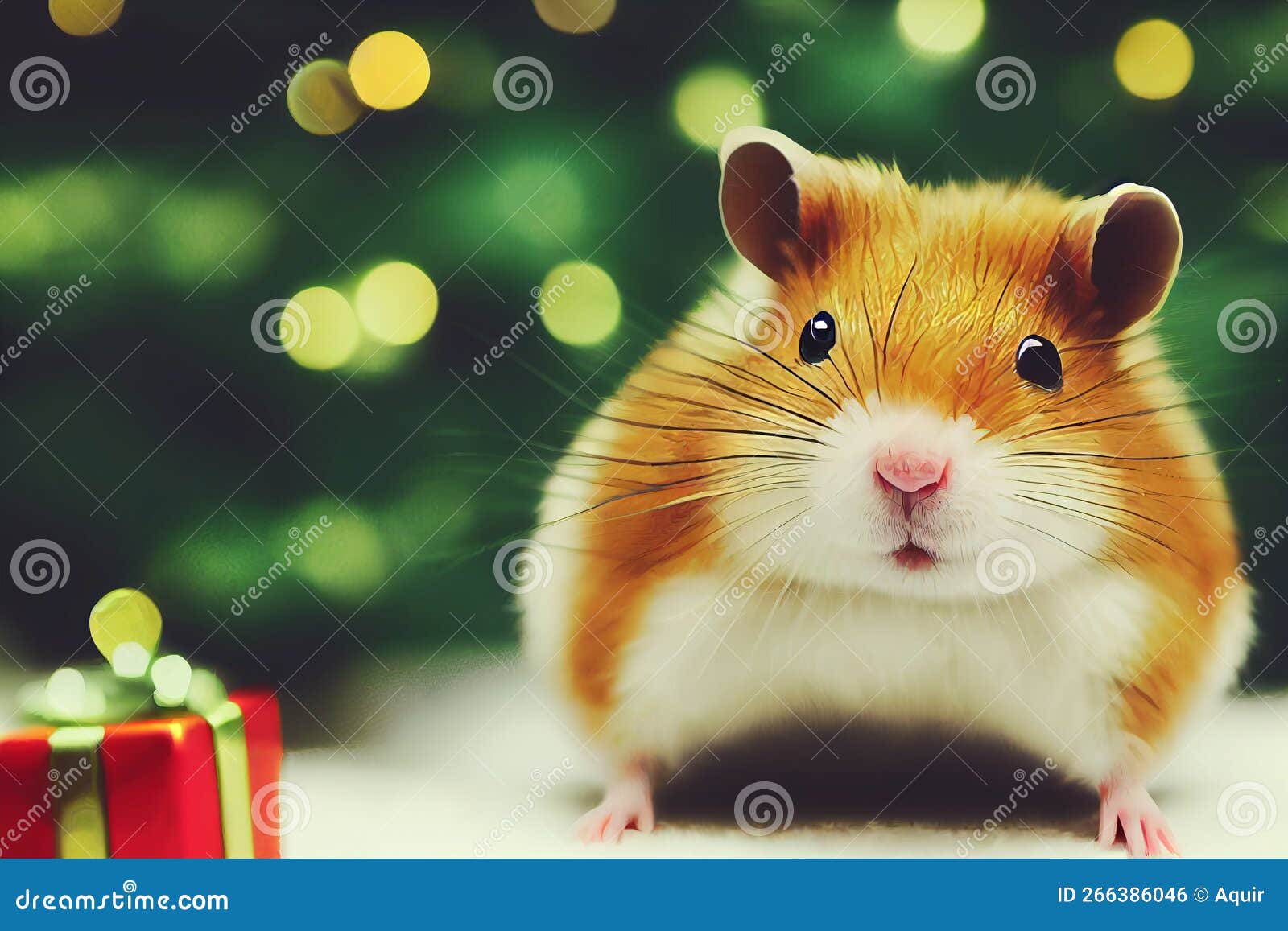 Cute Hamster with Christmas Gift. Ai Generated. Hamster Celebrating ...