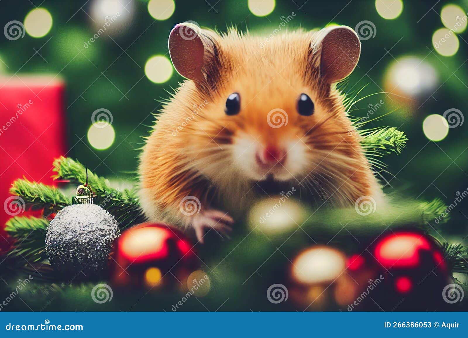 Cute Hamster with Christmas Gift. Ai Generated. Hamster Celebrating ...