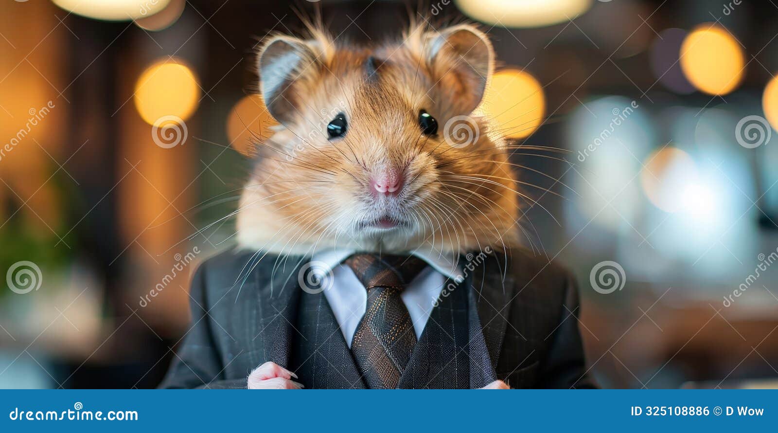 A Cute Hamster Dressed in a Formal Business Suit, Standing in an Office ...