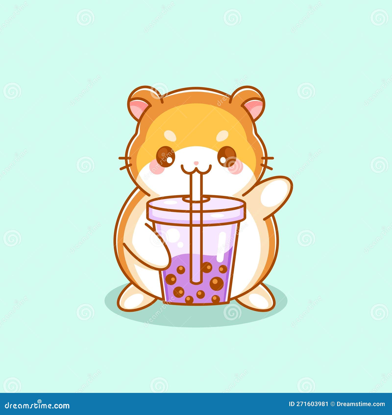 Cute Hamster Drinking Bubble Tea Cartoon Stock Vector - Illustration of ...