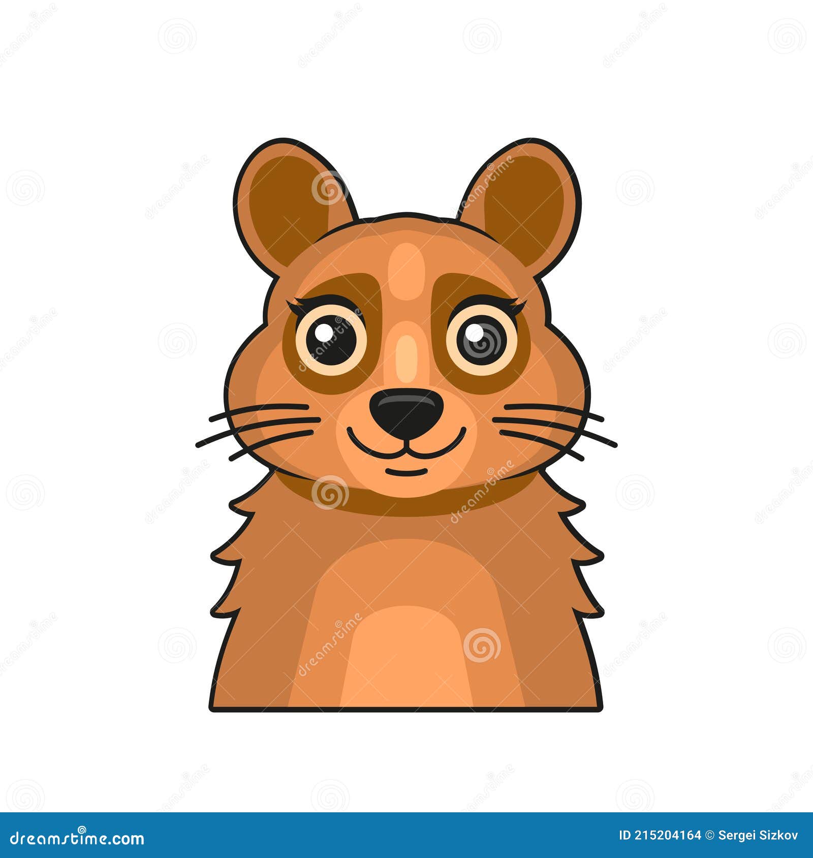Cute Hamster Face Cartoon Style on White Background. Vector Stock ...