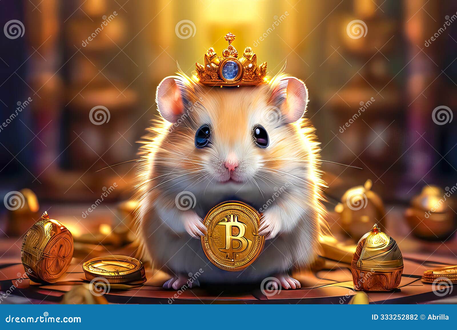 Cute Hamster Grabs Cryptocurrency. Cryptocurrency Successful Hamster Stock Photo - Image of ...
