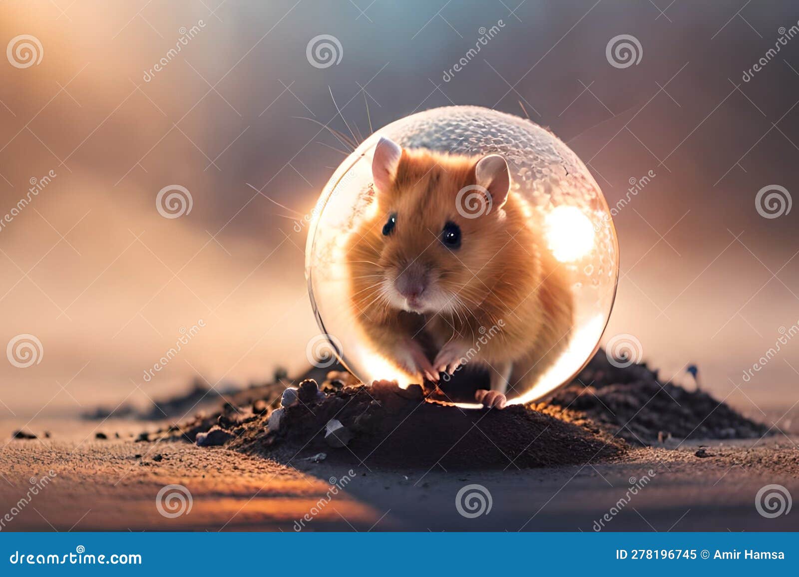 Cute Hamster Inside a Crystallize Bubble Stock Illustration ...