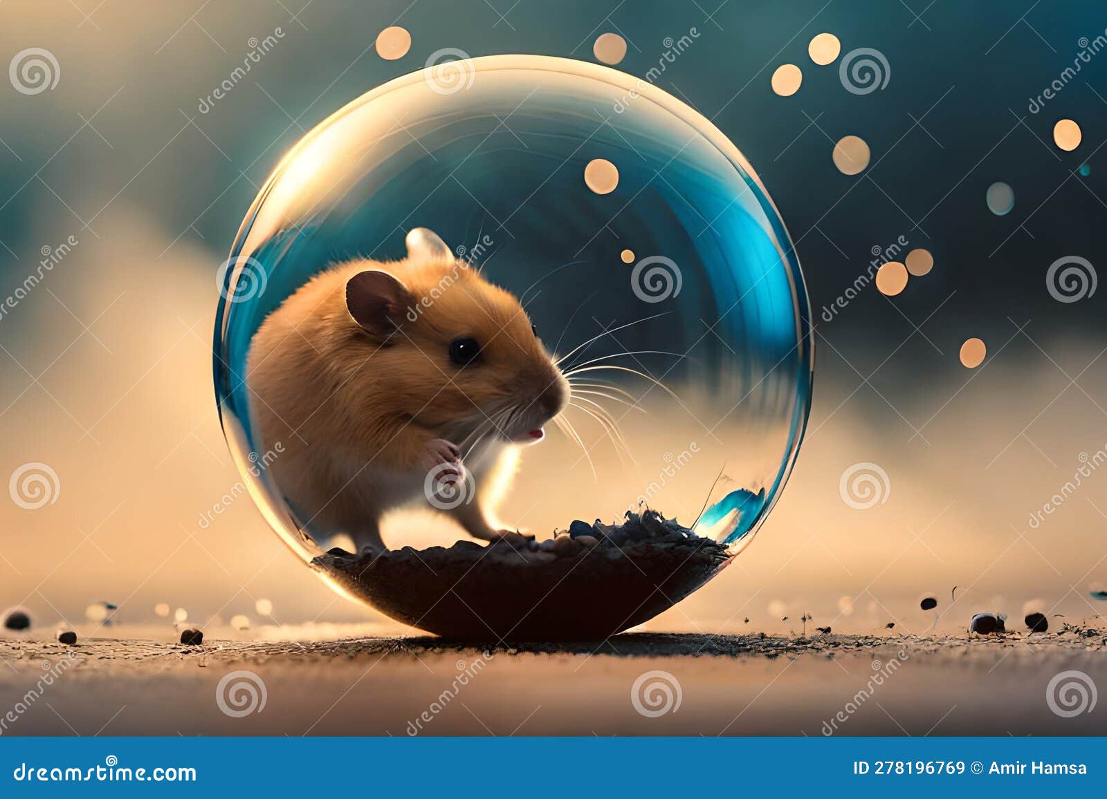 Cute Hamster Inside a Crystallize Bubble Stock Illustration ...