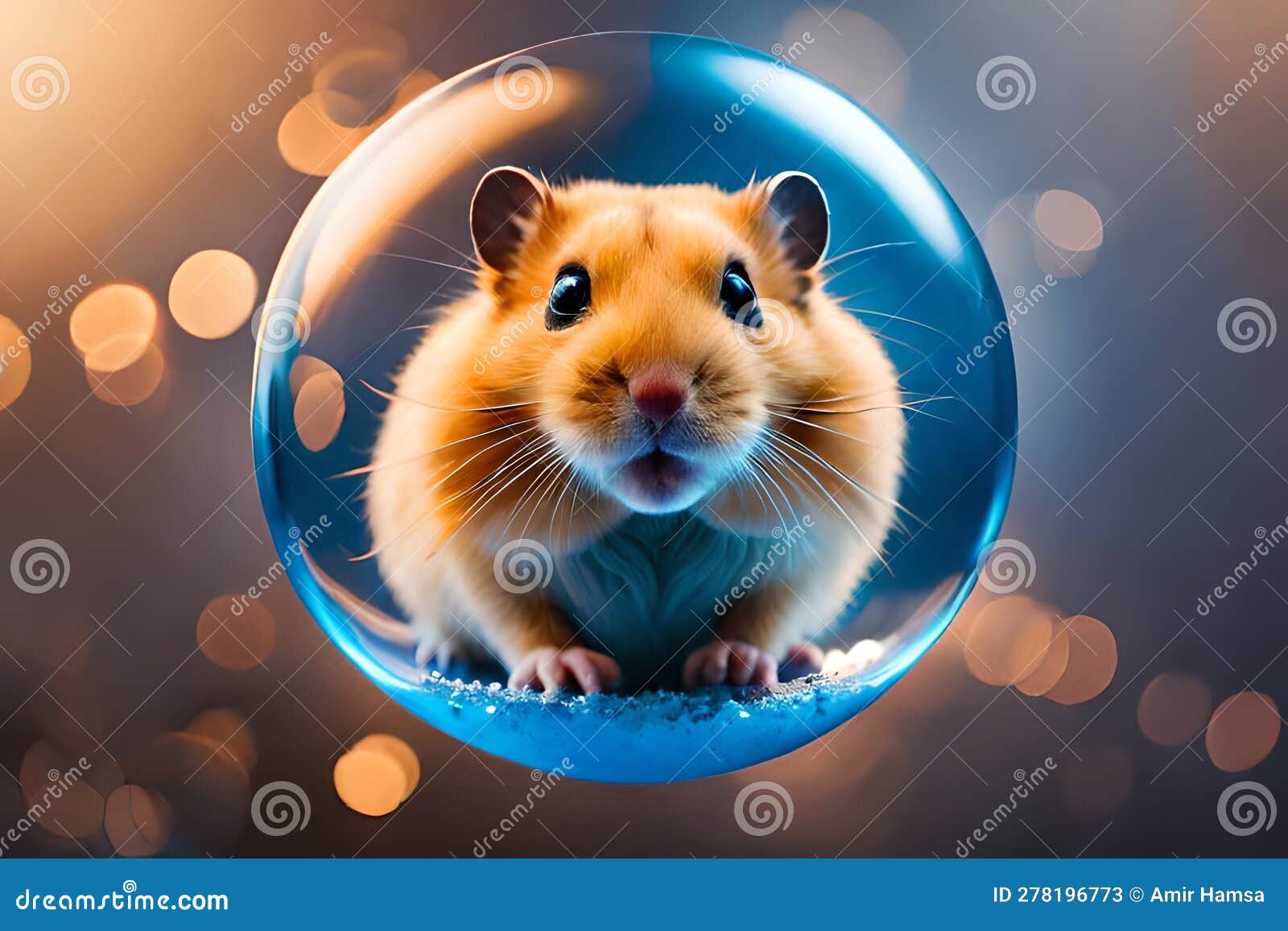 Cute Hamster Inside a Crystallize Bubble Stock Illustration ...