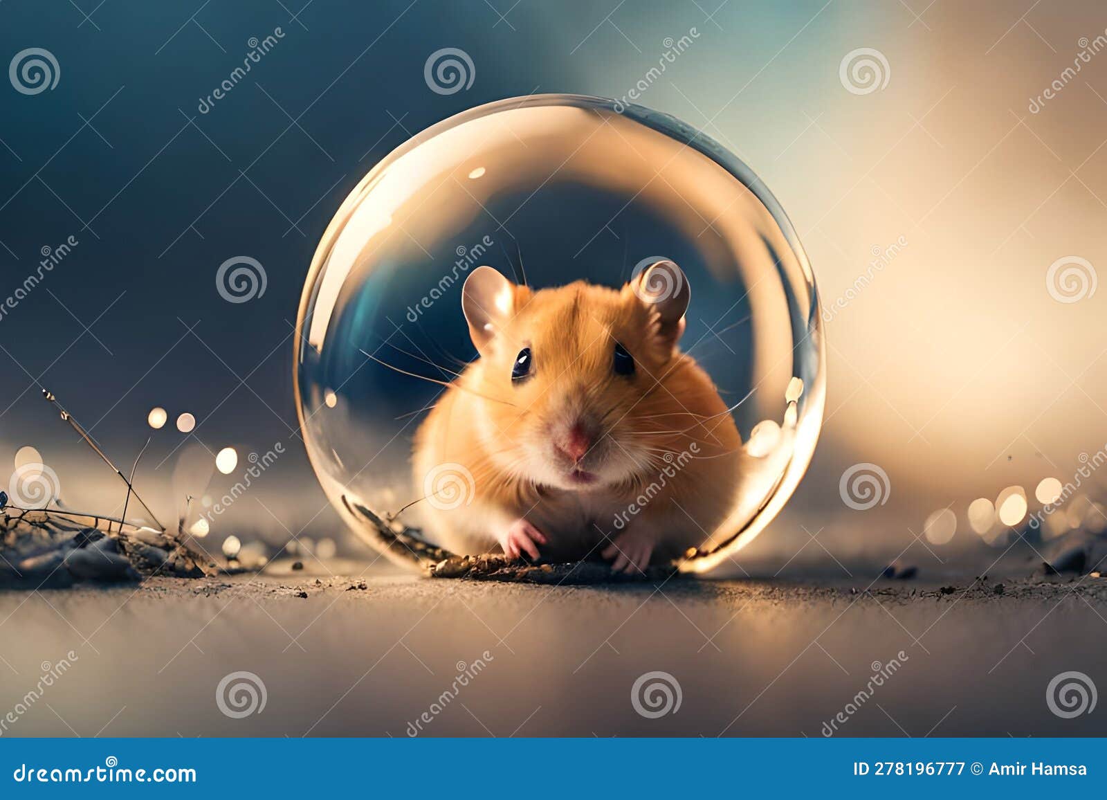 Cute Hamster Inside a Crystallize Bubble Stock Illustration ...