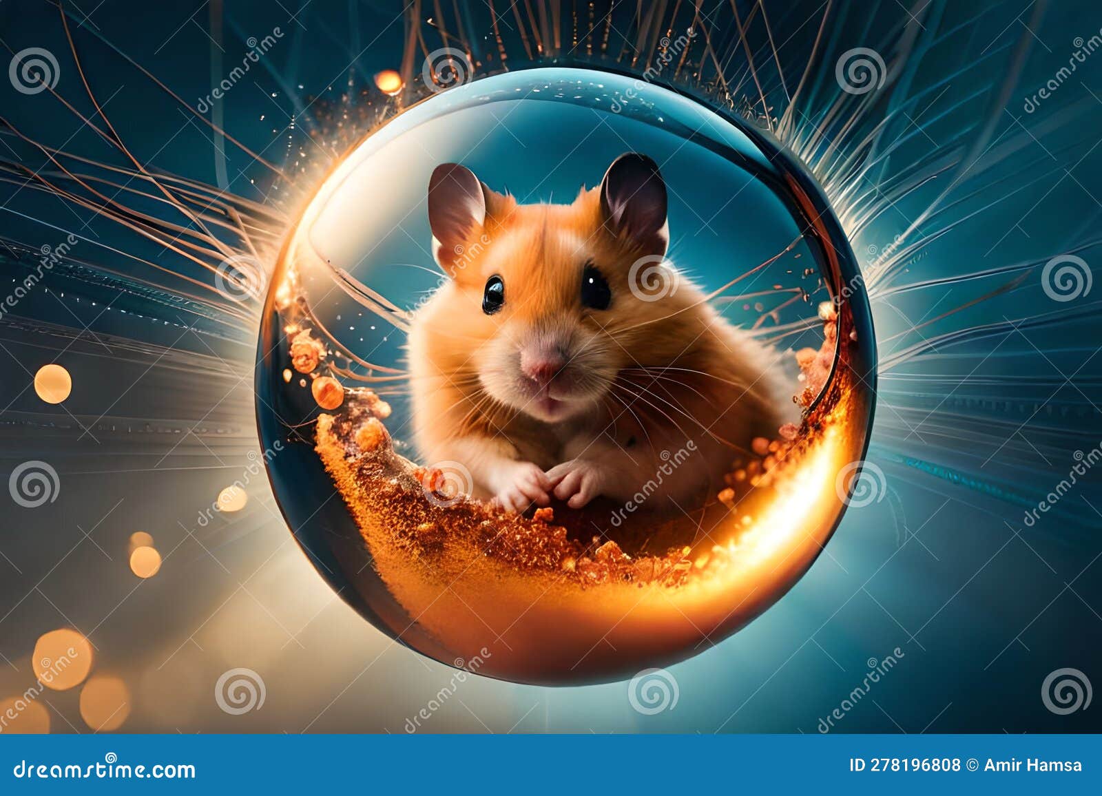Cute Hamster Inside a Crystallize Bubble Stock Illustration ...