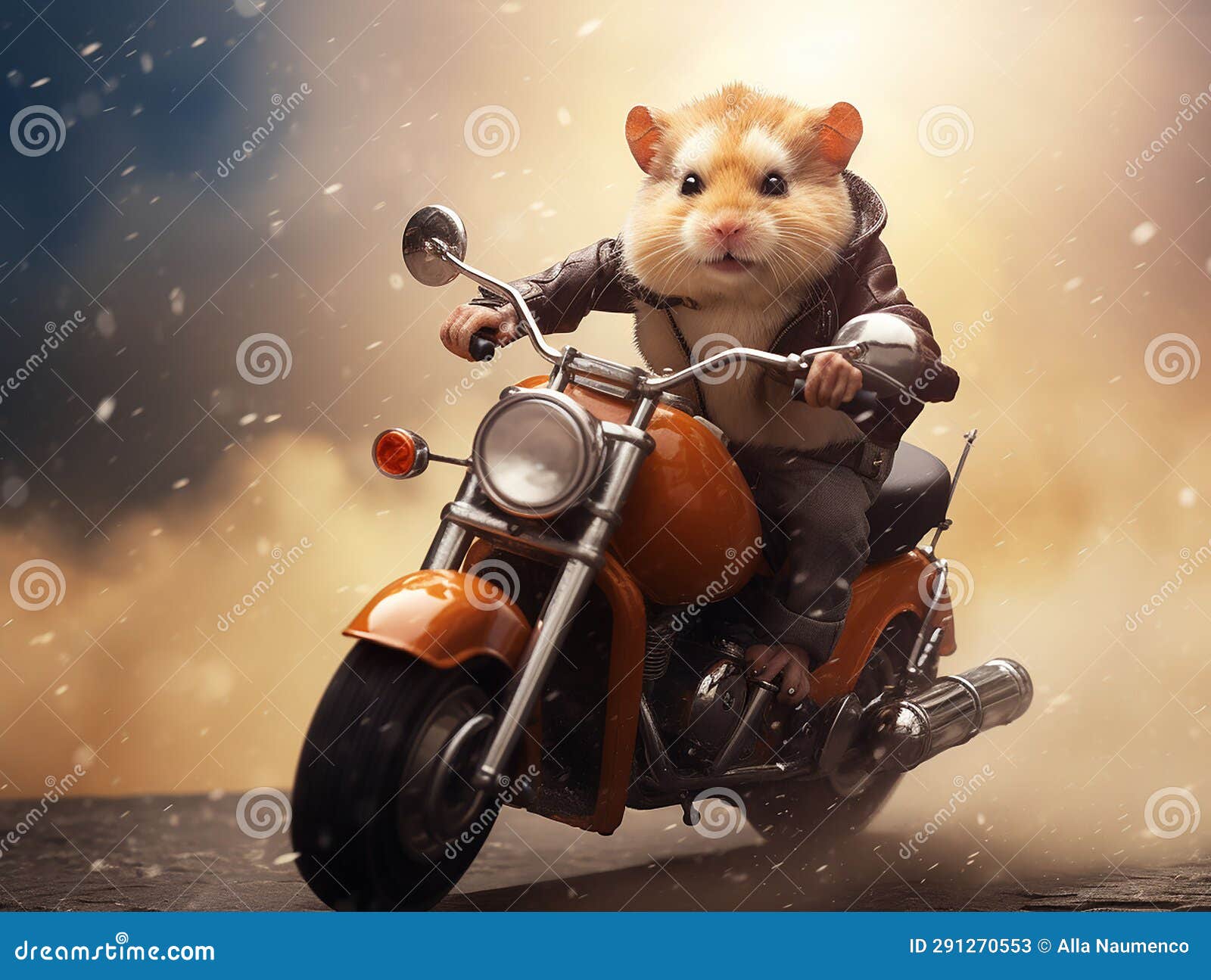 Cute Hamster on Motorcycle Rides in Park Stock Illustration ...