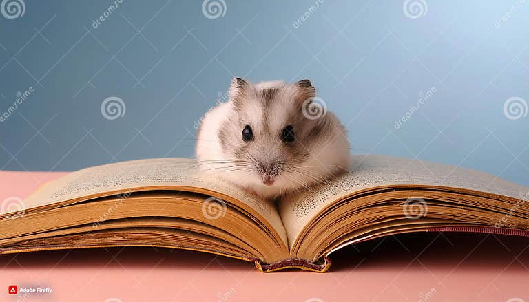 Cute Hamster Reading a Book Stock Illustration - Illustration of ...