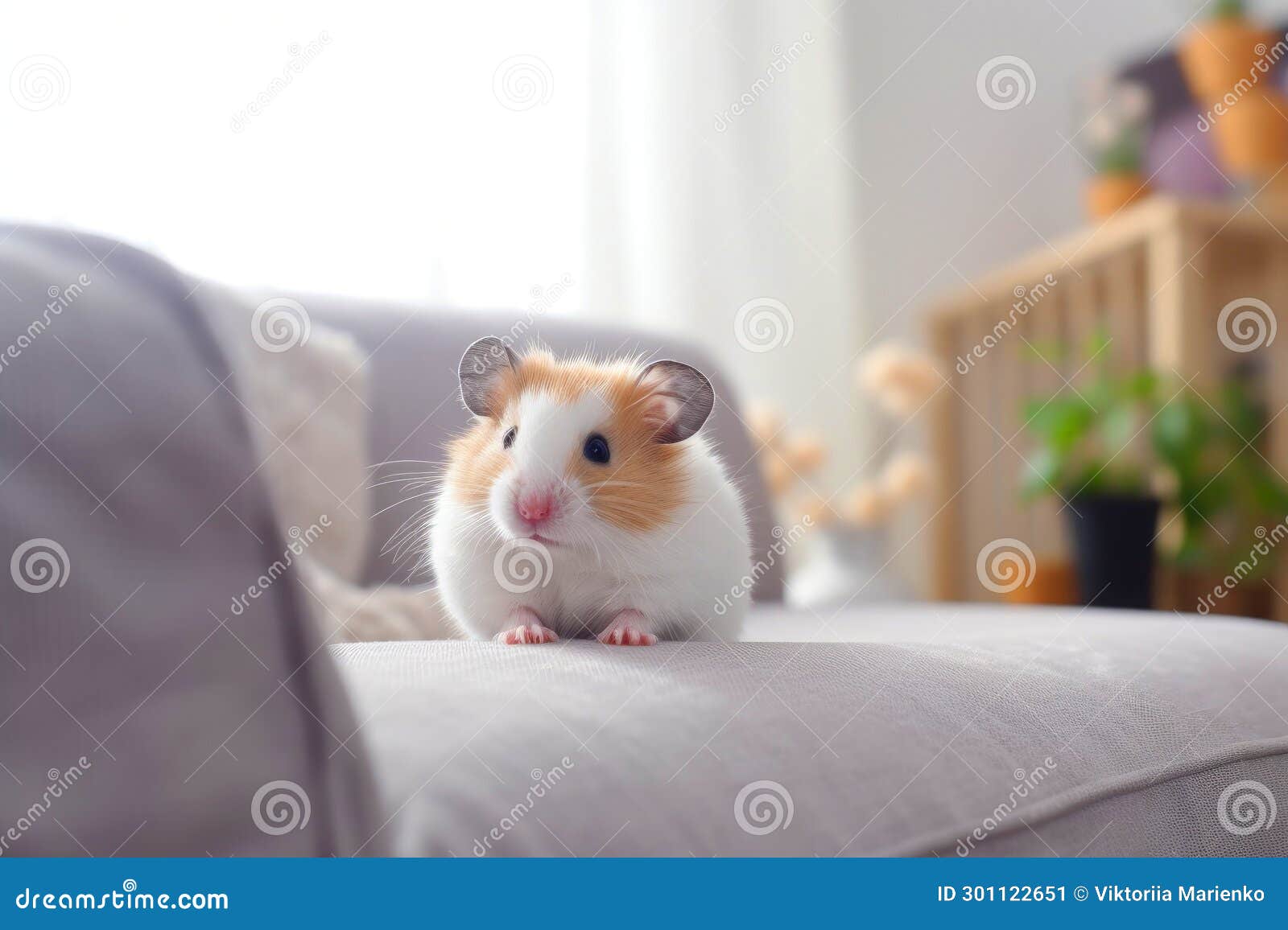 Cute Hamster on Sofa in Room Stock Illustration - Illustration of room ...