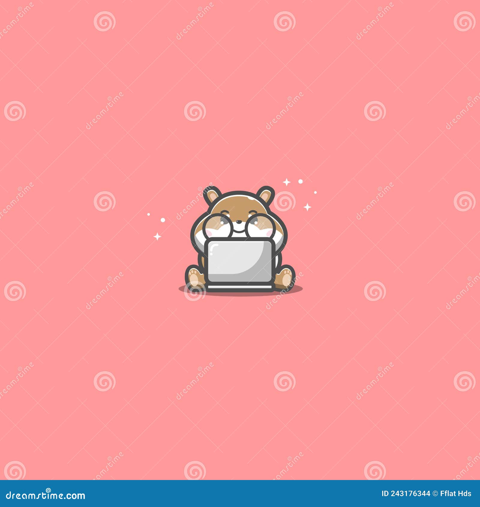 Cute hamster using laptop stock vector. Illustration of laptop - 243176344