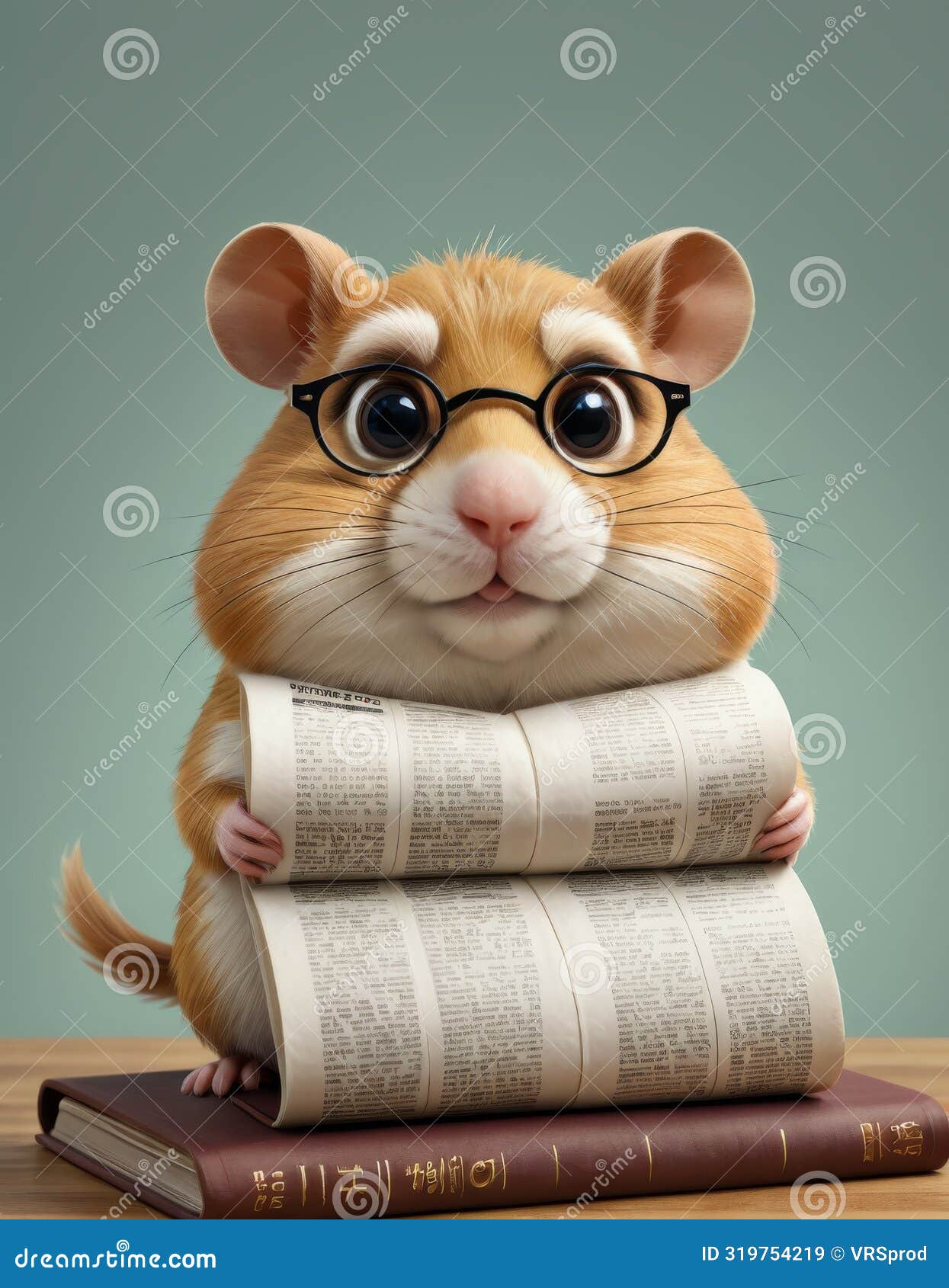 Hamster Reading Newspaper with Glasses Stock Illustration ...