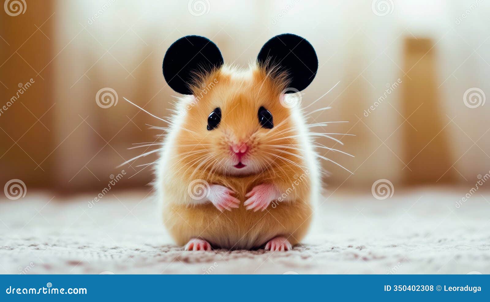 Cute Hamster Wearing Mouse Ears, with the Classic Black Circular Ears ...