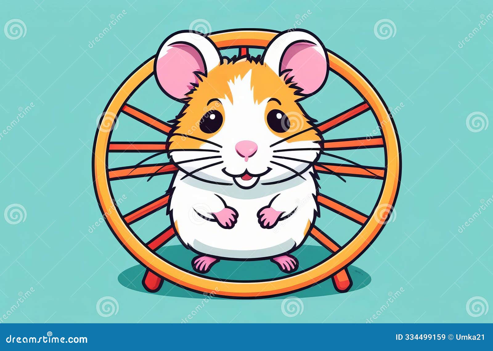 Cute Hamster on Wheel: Cartoon Animal Fun Stock Image - Image of wheel ...