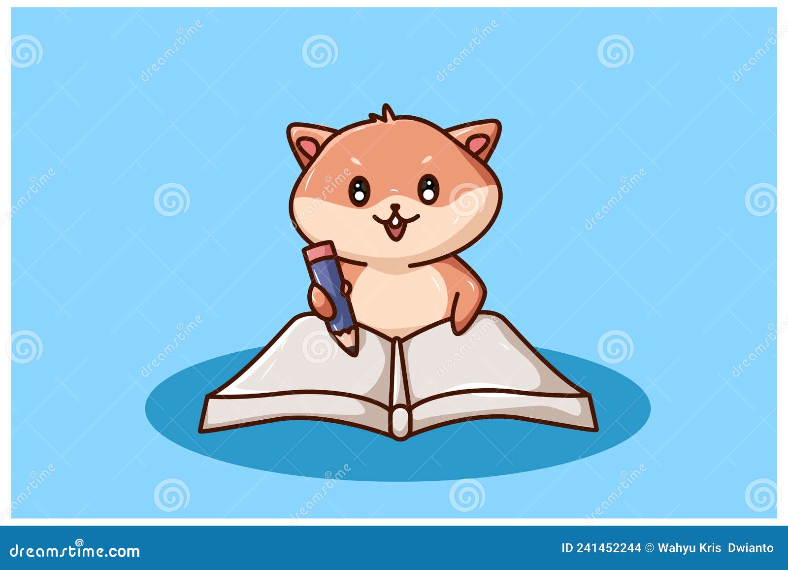 A Cute Hamster is Writing in a Book Stock Vector - Illustration of baby ...