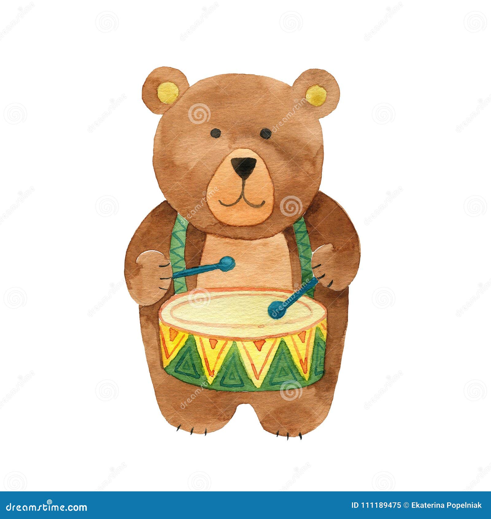 Cute hand bear drummer stock illustration. Illustration of animals ...