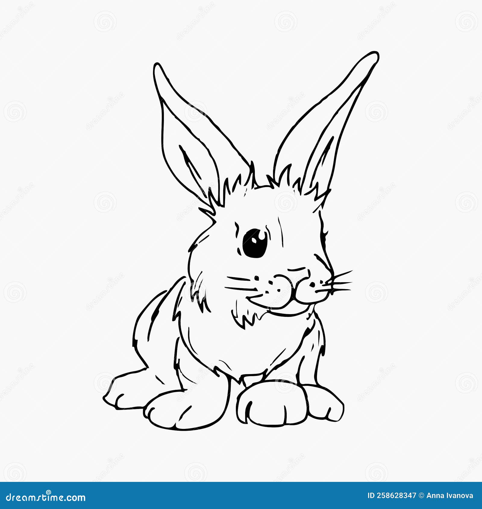 Cute Hand Draw Small Rabbit . Illustration of Bunny Stock Vector ...