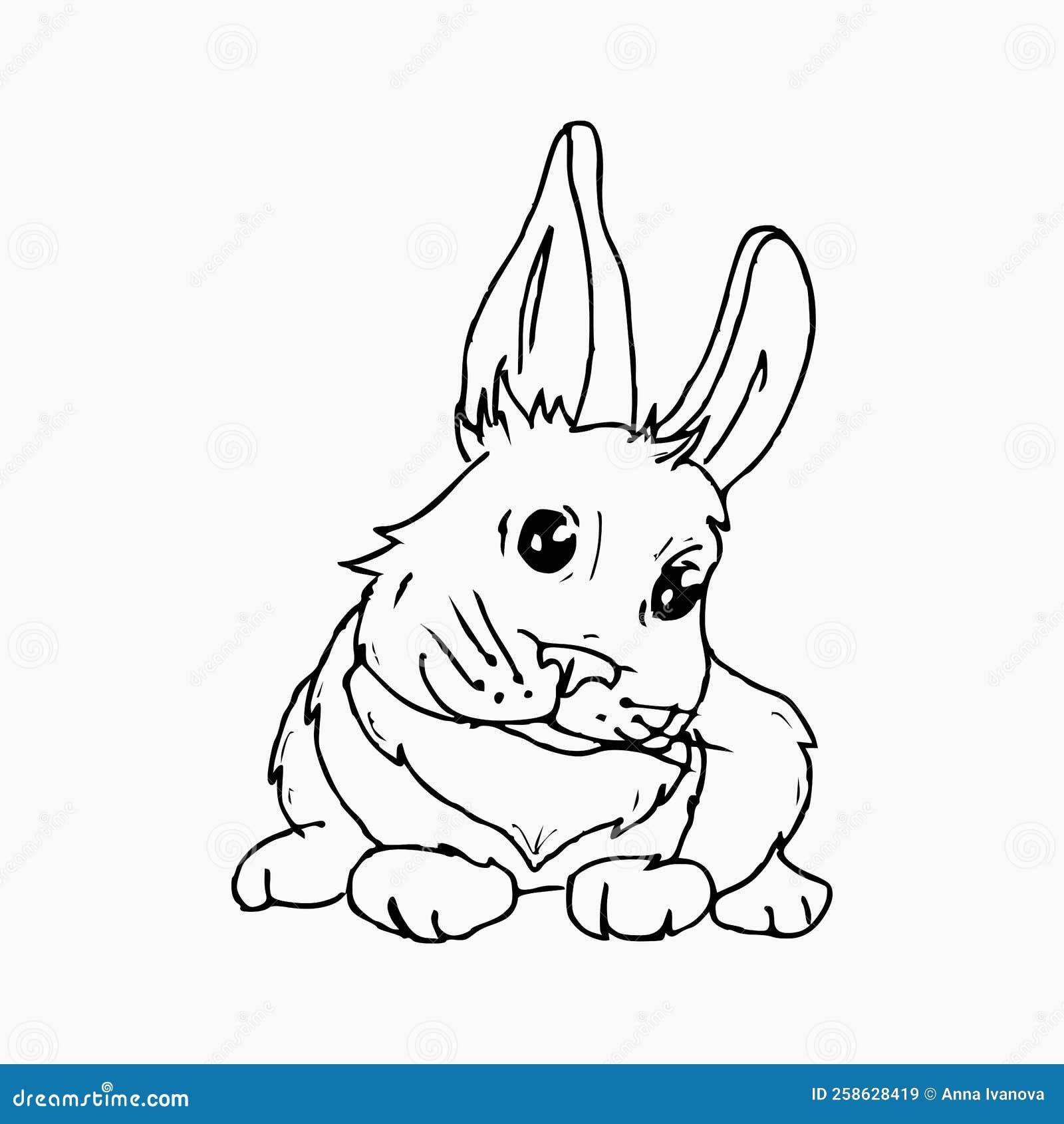 Cute Hand Draw Small Sitting Rabbit . Illustration of Bunny Stock ...