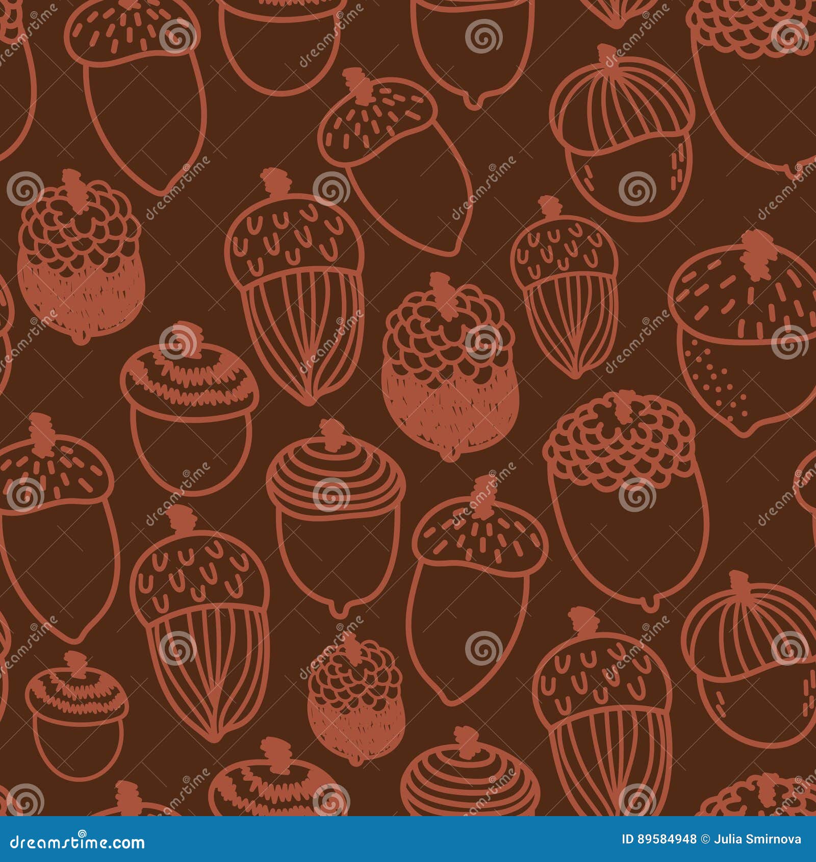 Cute Hand Drawn Acorn Seamless Vector Pattern Stock Vector ...