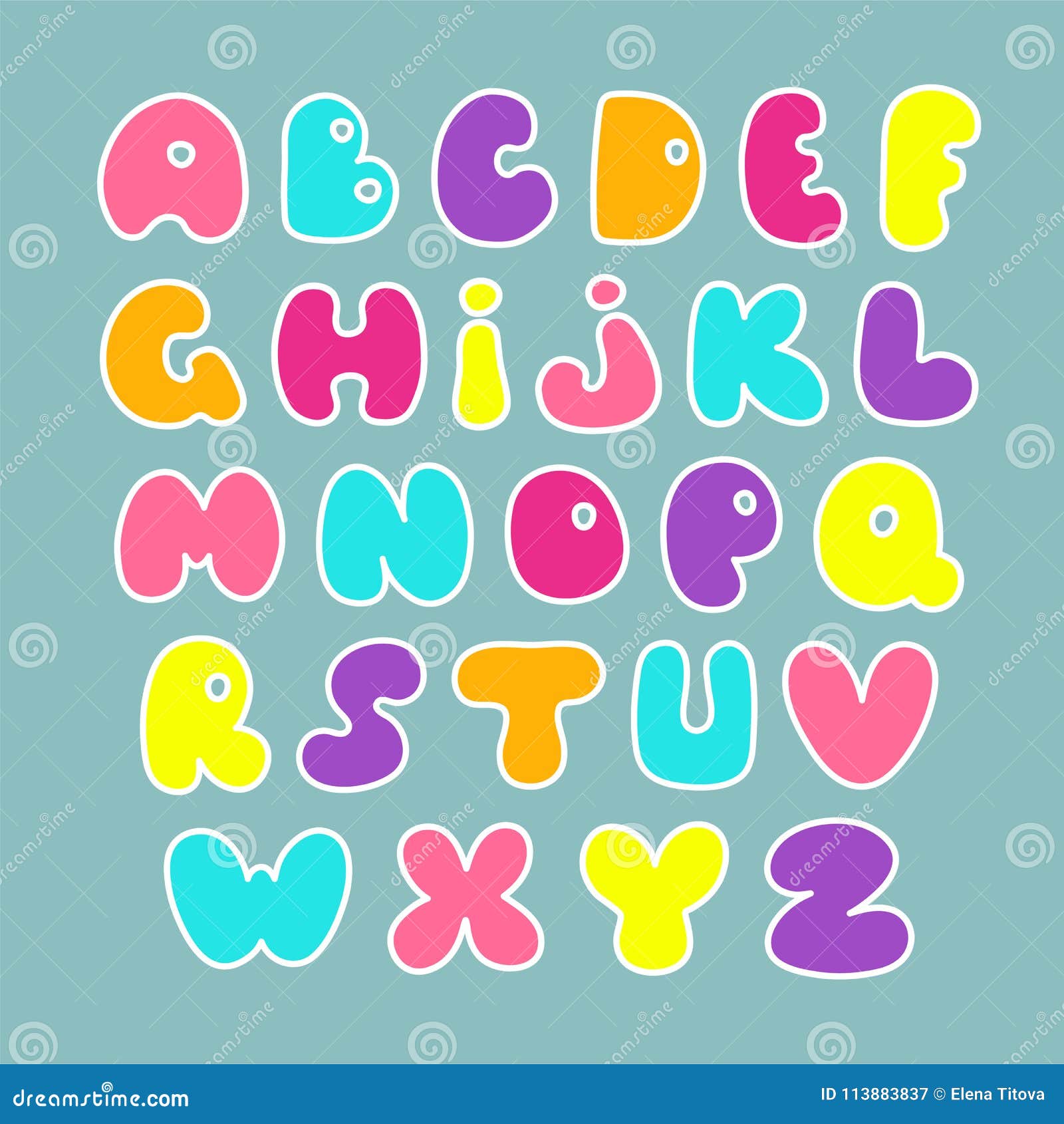 Cute Hand Drawn Alphabet. Vector Funny Comics Font. Stock Vector ...