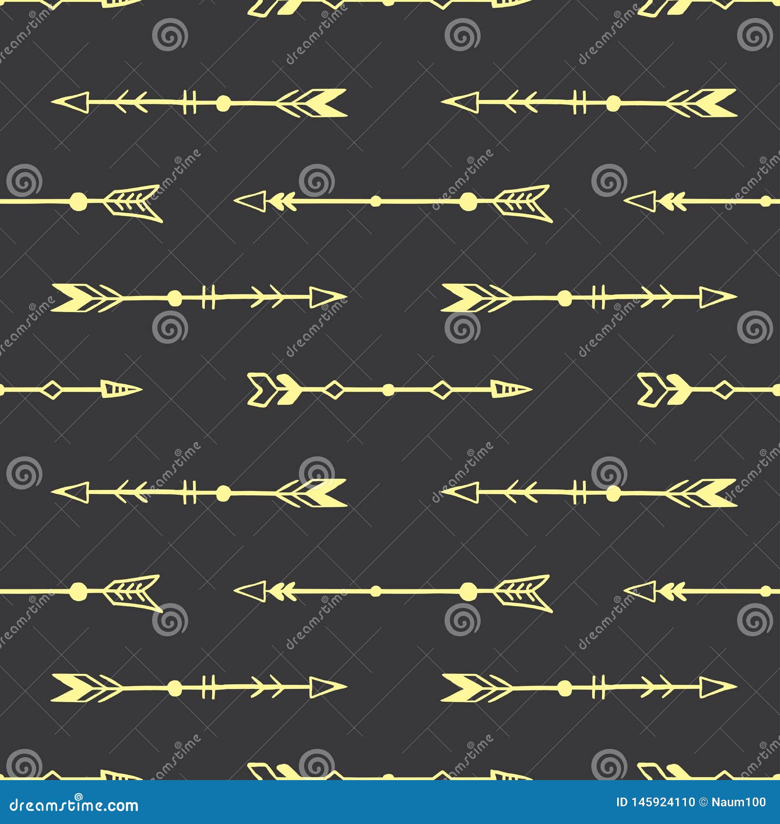 Cute Hand Drawn Arrows Seamless Pattern,tribal Background Stock Vector ...