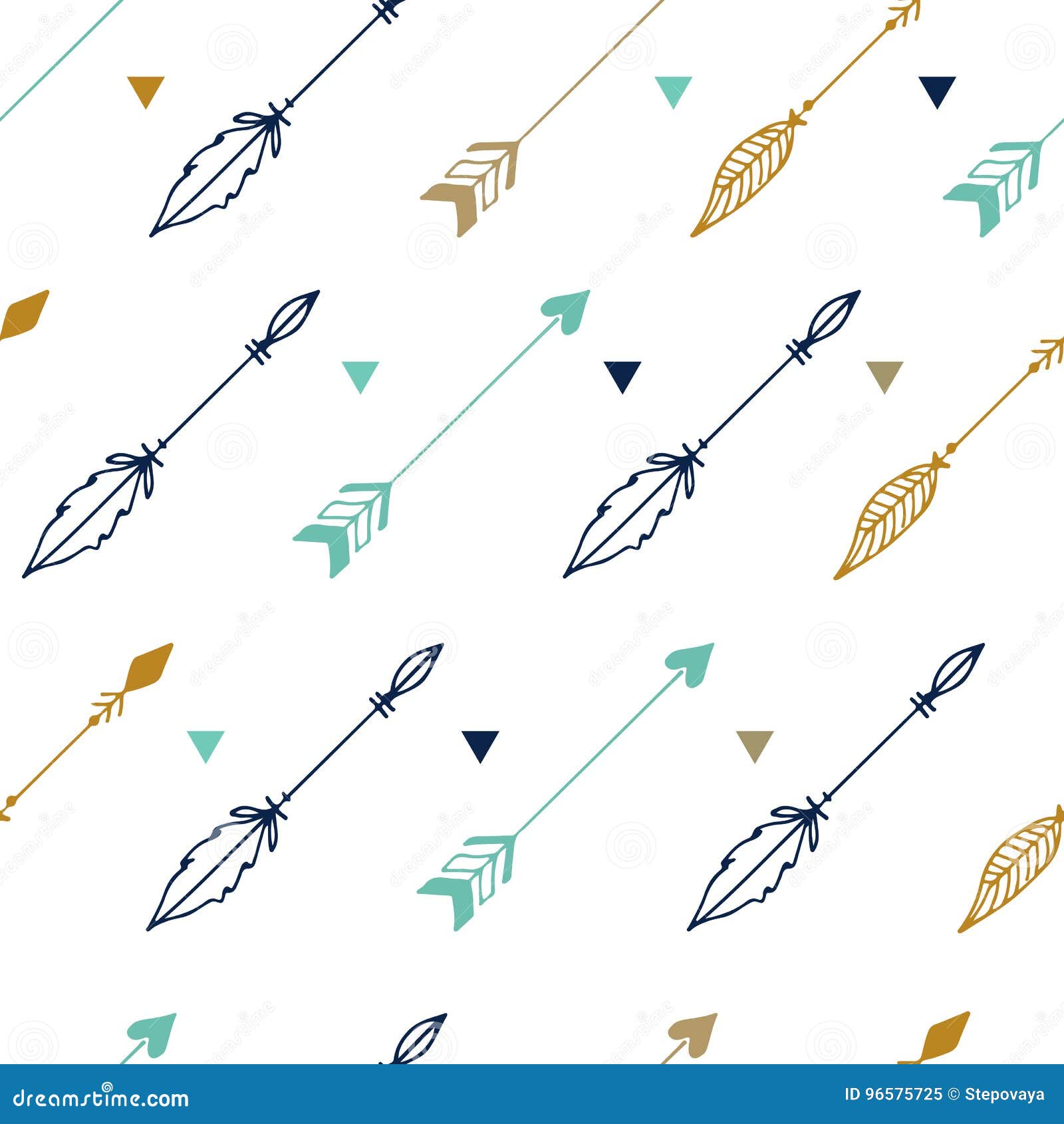 Cute Hand Drawn Arrows Seamless Pattern. Vector Illustration in Boho ...