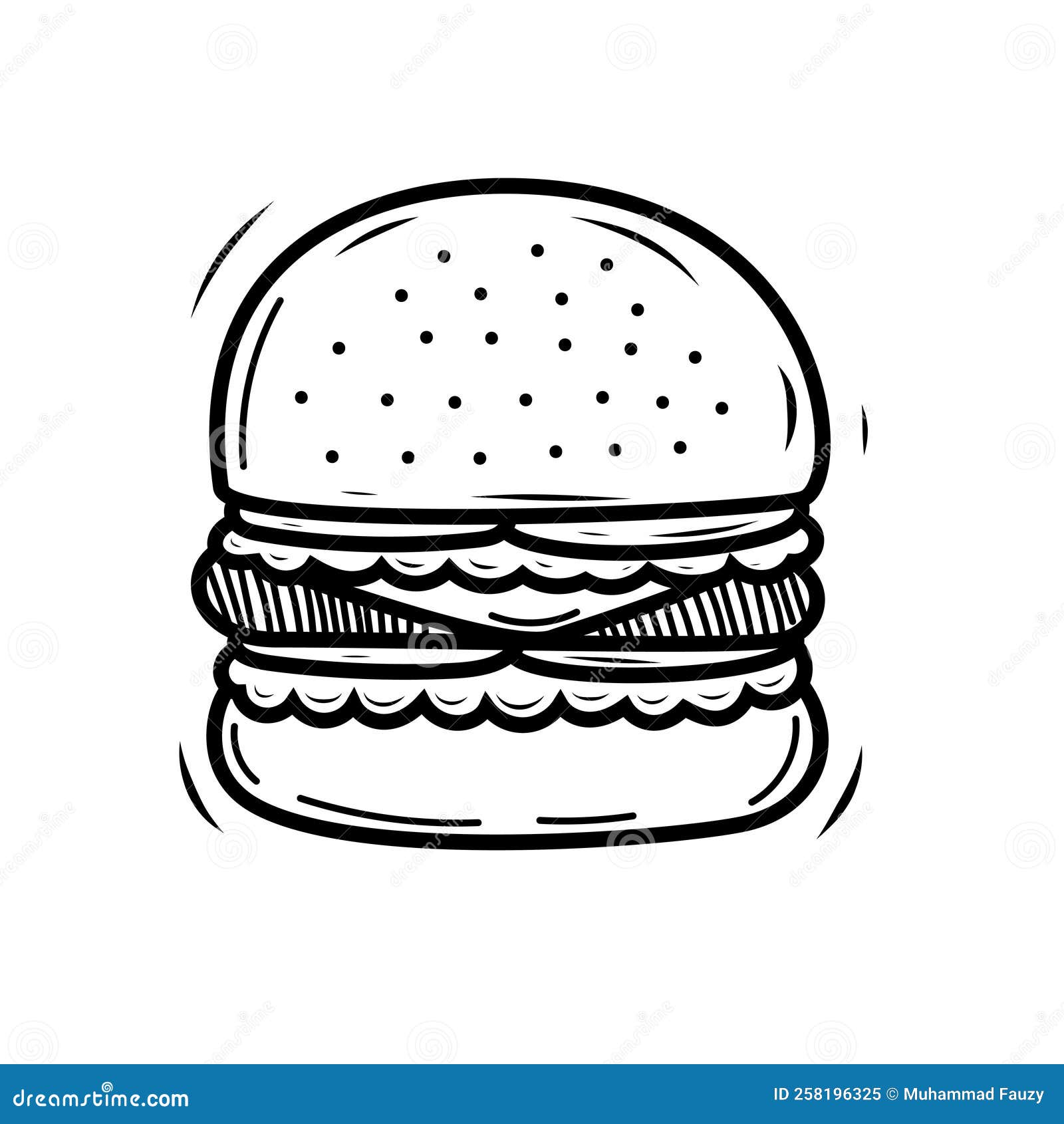 Cute Hand-drawn Burger Vector Illustration Stock Vector - Illustration ...