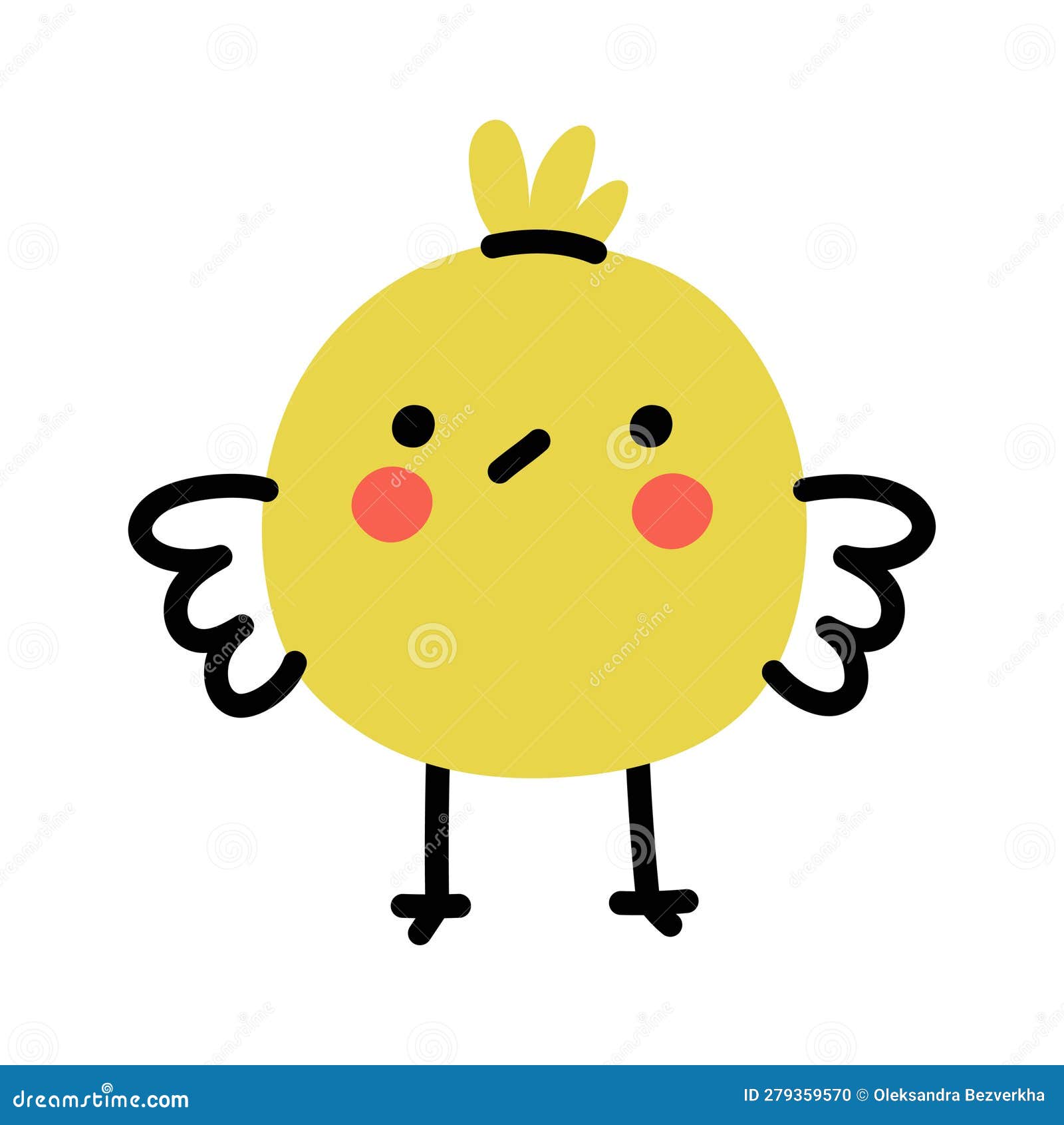 Cute Hand Drawn Chick. Simple Vector Illustration in Doodle Style ...