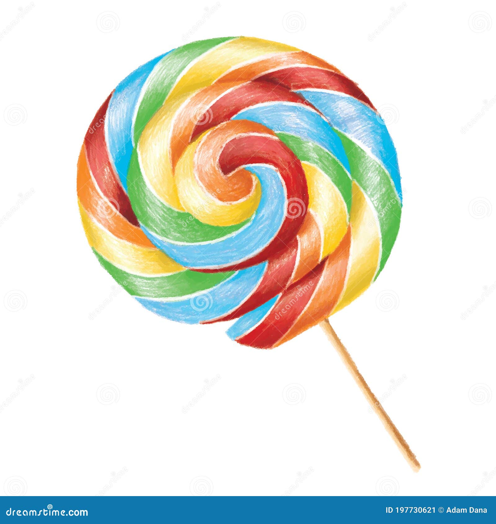 Cartoon Hand Drawn Cute Colorful Lollipop Illustration Stock Image ...