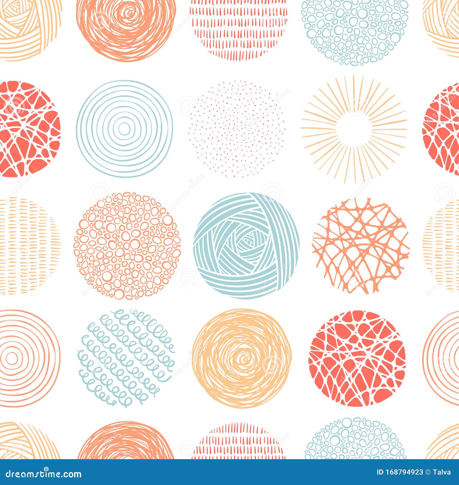 Cute Hand Drawn Doodle Circles Seamless Pattern, Abstract and Modern ...