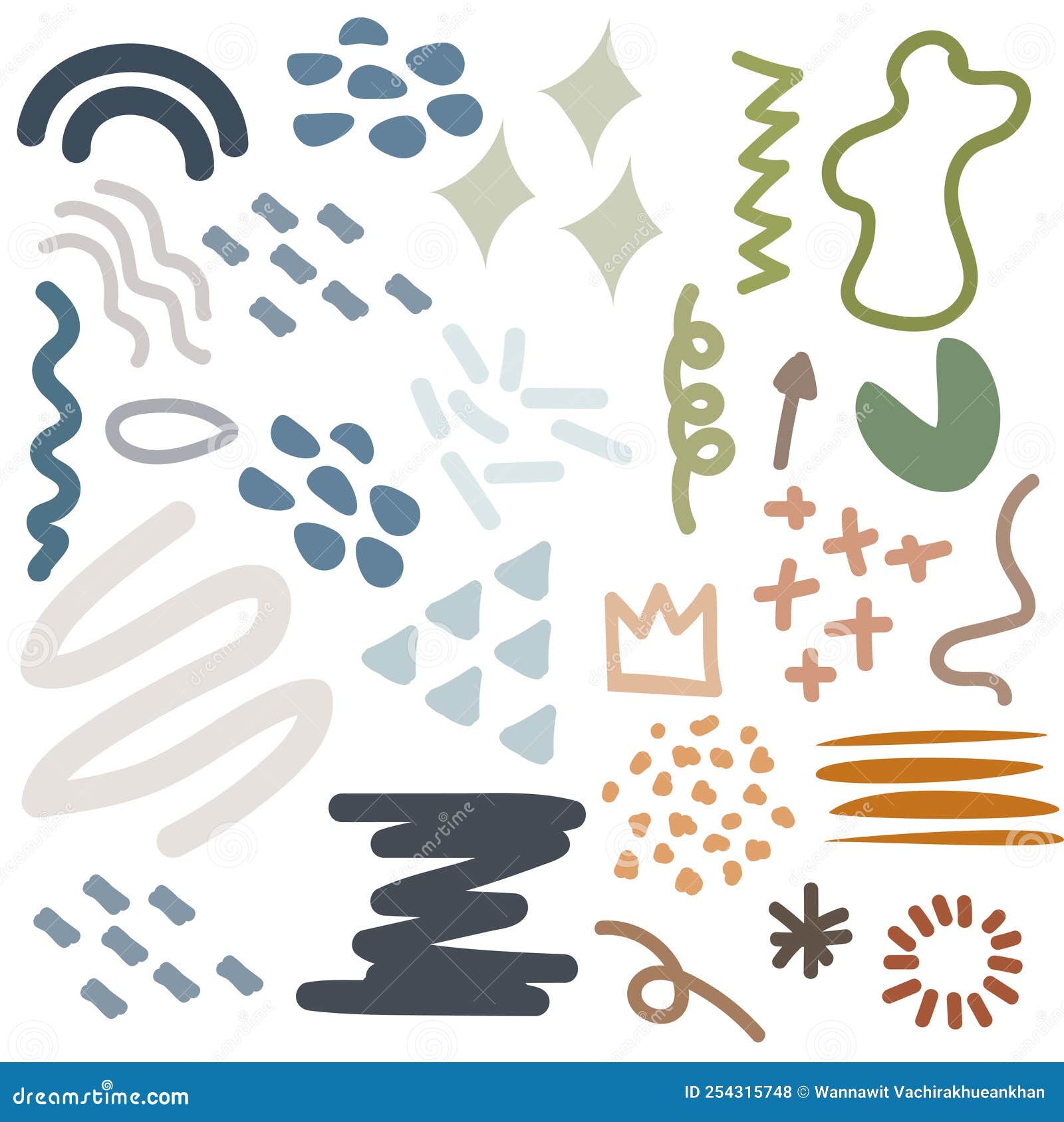 Cute Hand Drawn Doodle Element Vector Set Stock Vector - Illustration ...