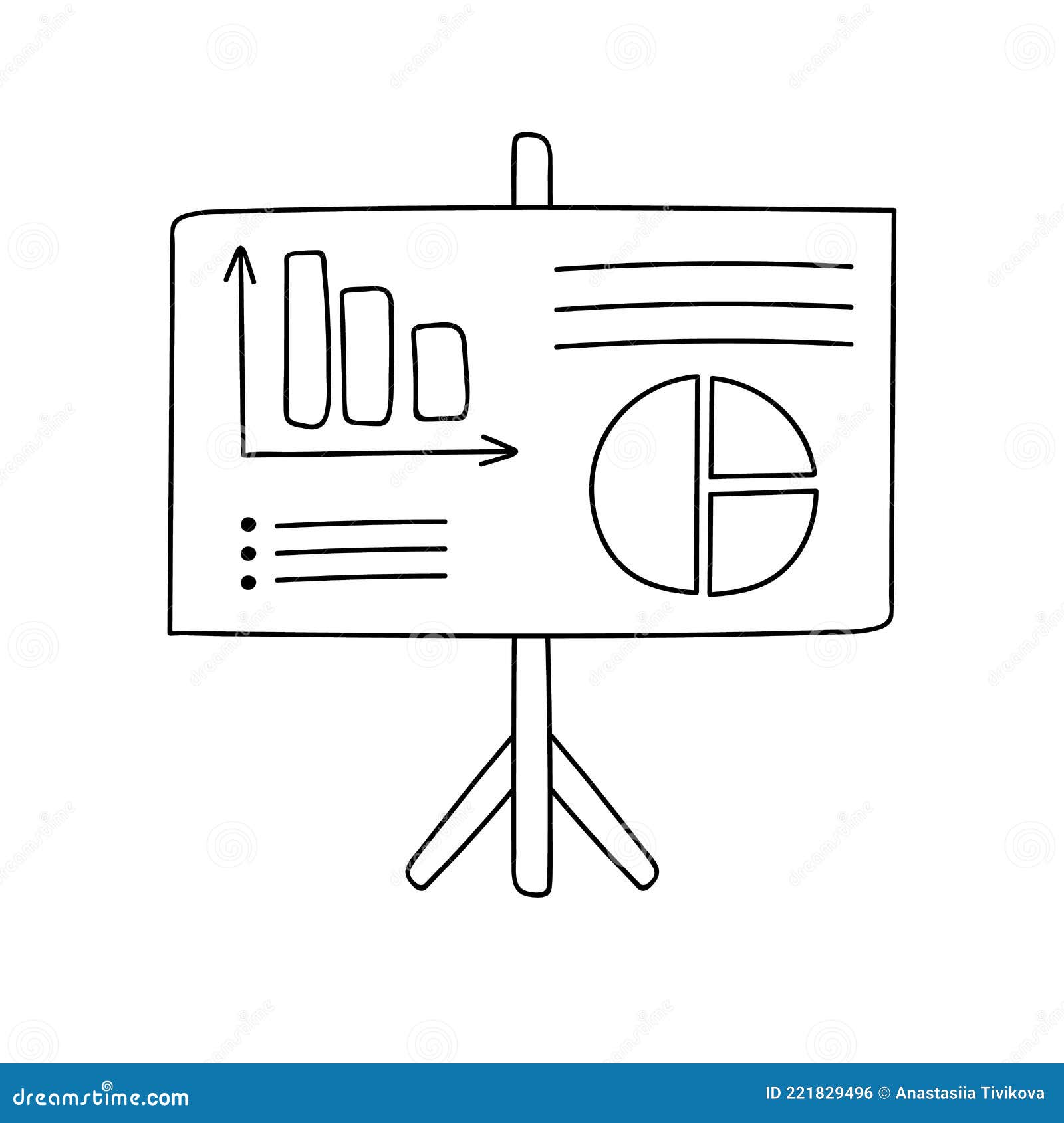 Cute Hand Drawn Doodle of Flipchart with List, Chart, Diagram ...