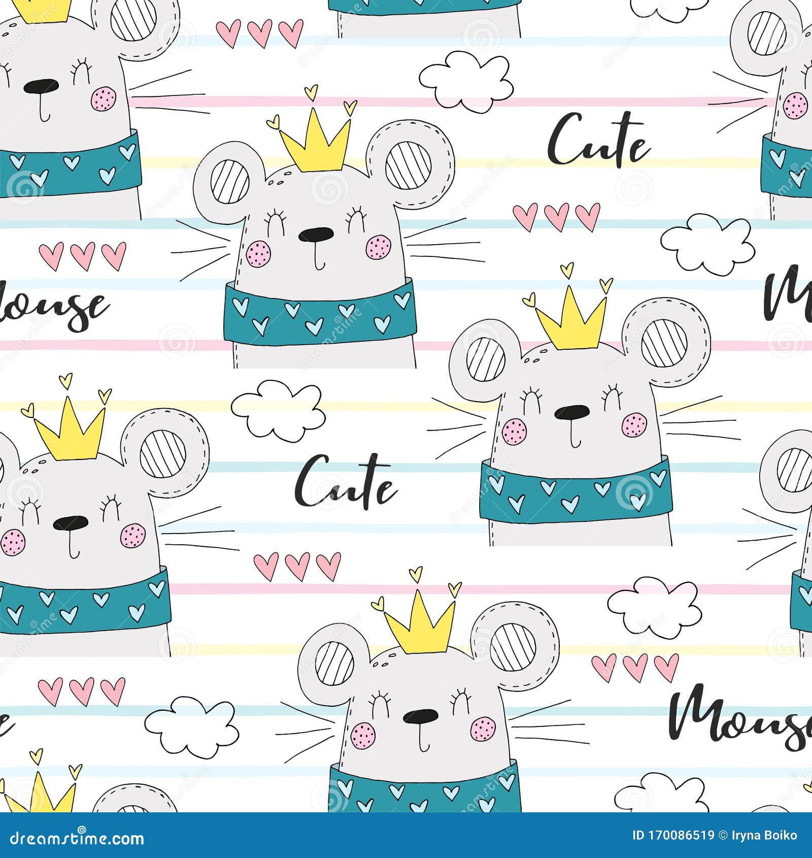 Cute Hand Drawn Doodle Mouse Seamless Pattern Stock Vector ...
