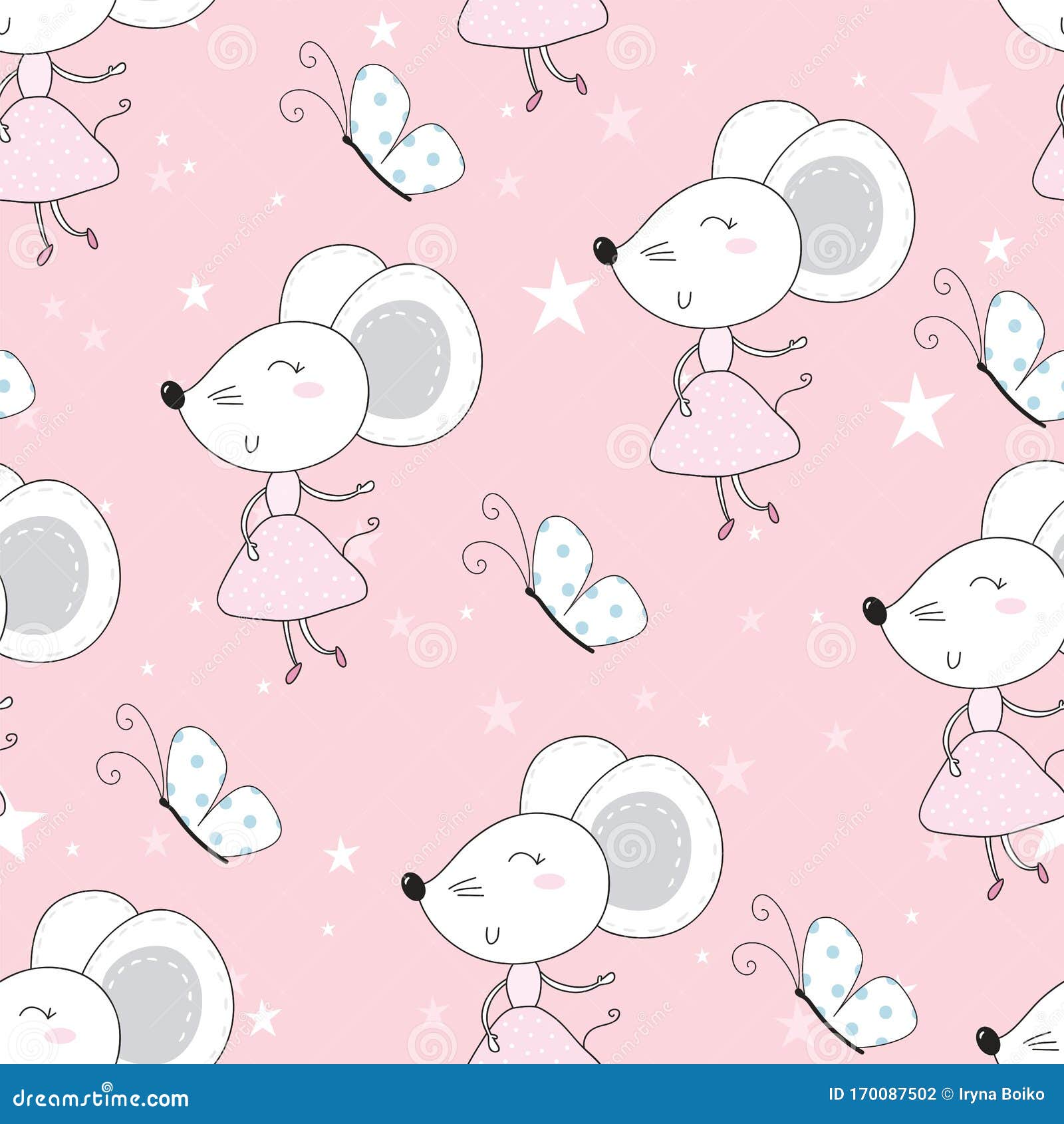 Cute Hand Drawn Doodle Mouse Seamless Pattern Stock Vector ...