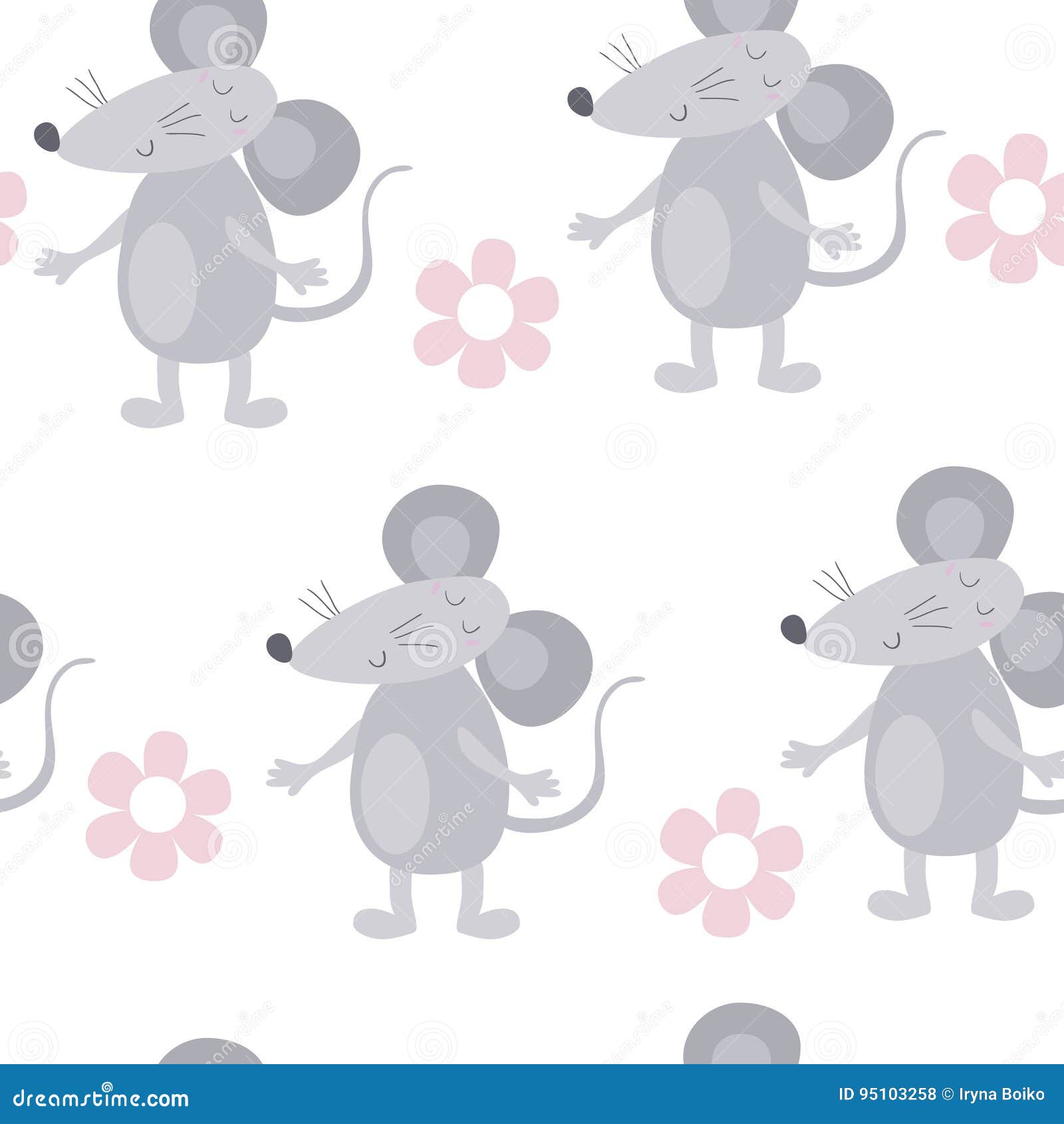 Cute Hand Drawn Doodle Mouse Seamless Pattern Stock Vector ...