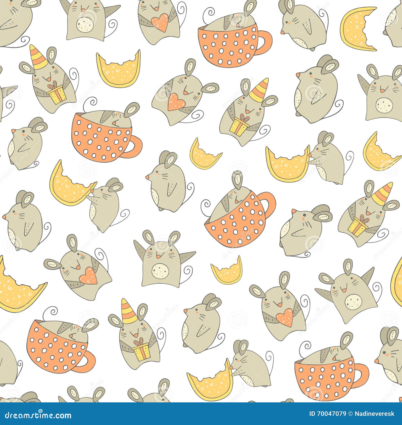 Cute Hand Drawn Doodle Mouse Seamless Pattern Stock Vector ...