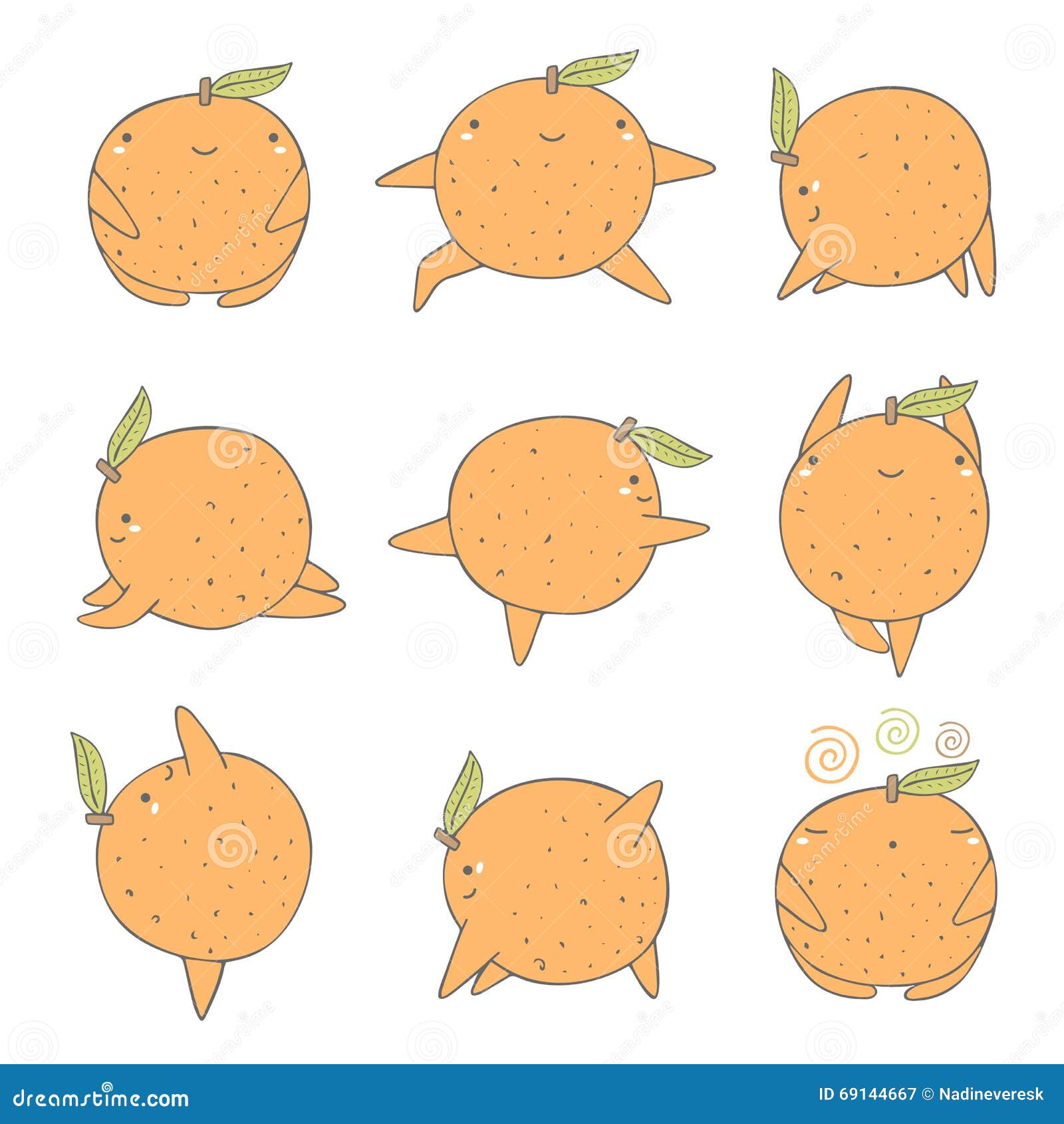 Cute Hand Drawn Doodle Orange Doing Yoga Stock Vector - Illustration of ...
