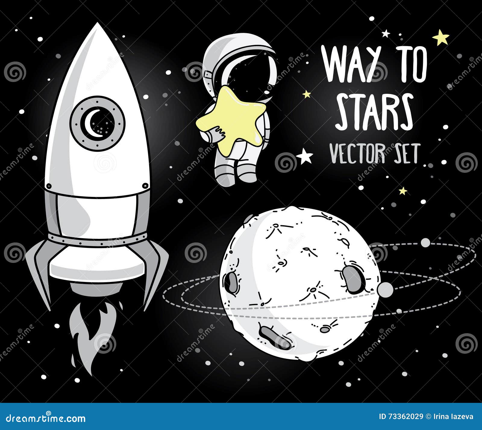 Cute Hand Drawn Elements for Cosmic Design Stock Vector - Illustration ...