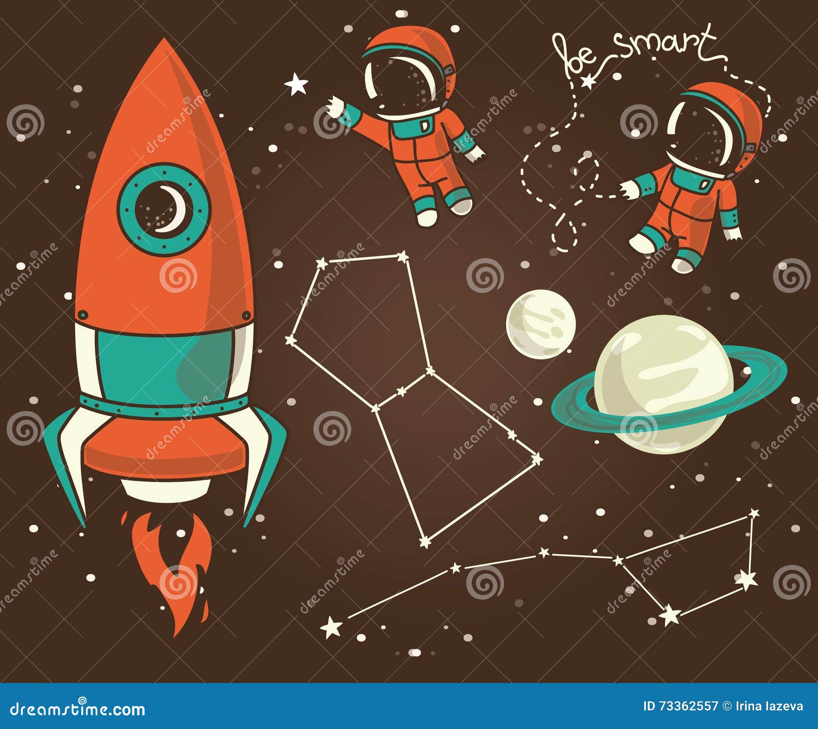 Cute Hand Drawn Elements for Cosmic Design Stock Vector - Illustration ...