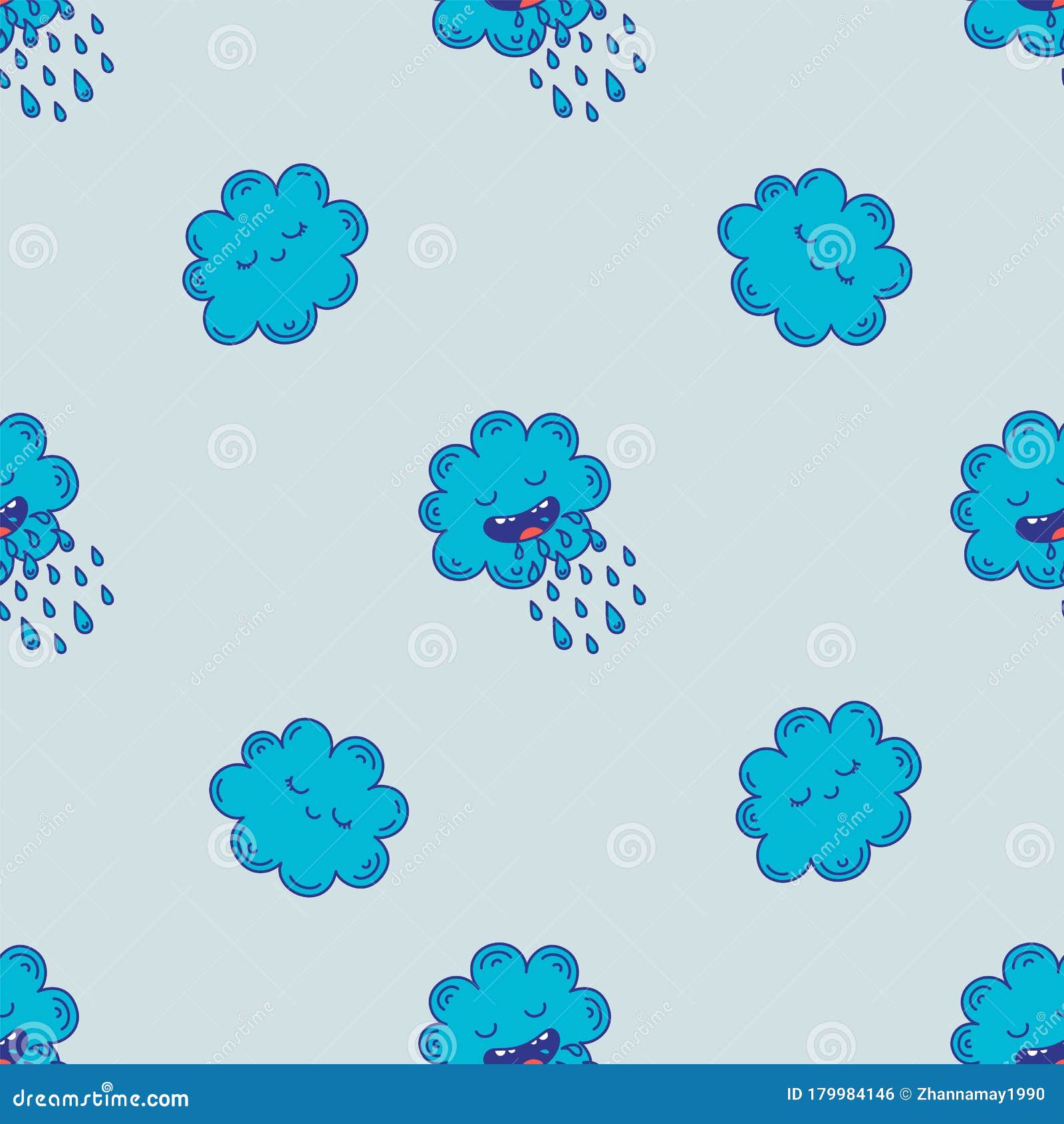 Cute Endless Doodle Weather Pattern Stock Vector - Illustration of ...