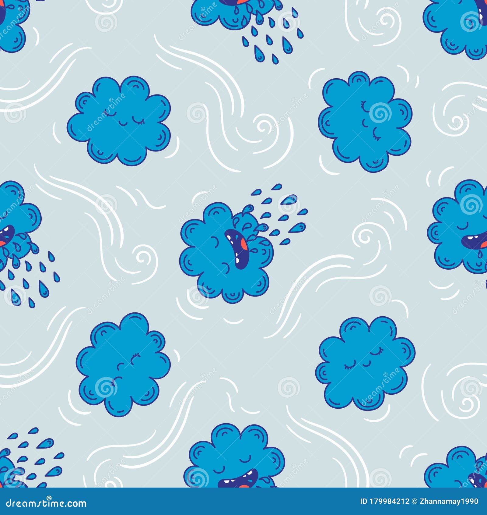Cute Endless Doodle Weather Pattern Stock Vector - Illustration of ...