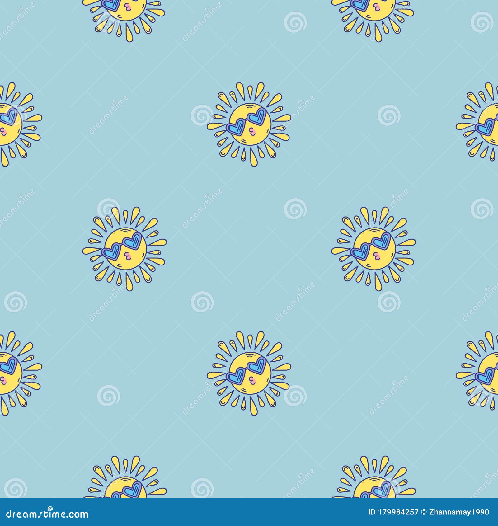 Cute Hand-drawn Endless Doodle Sunny Pattern Cartoon Vector ...