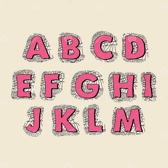 Cute Hand Drawn Font. Vector Letters Set a-M Stock Vector ...