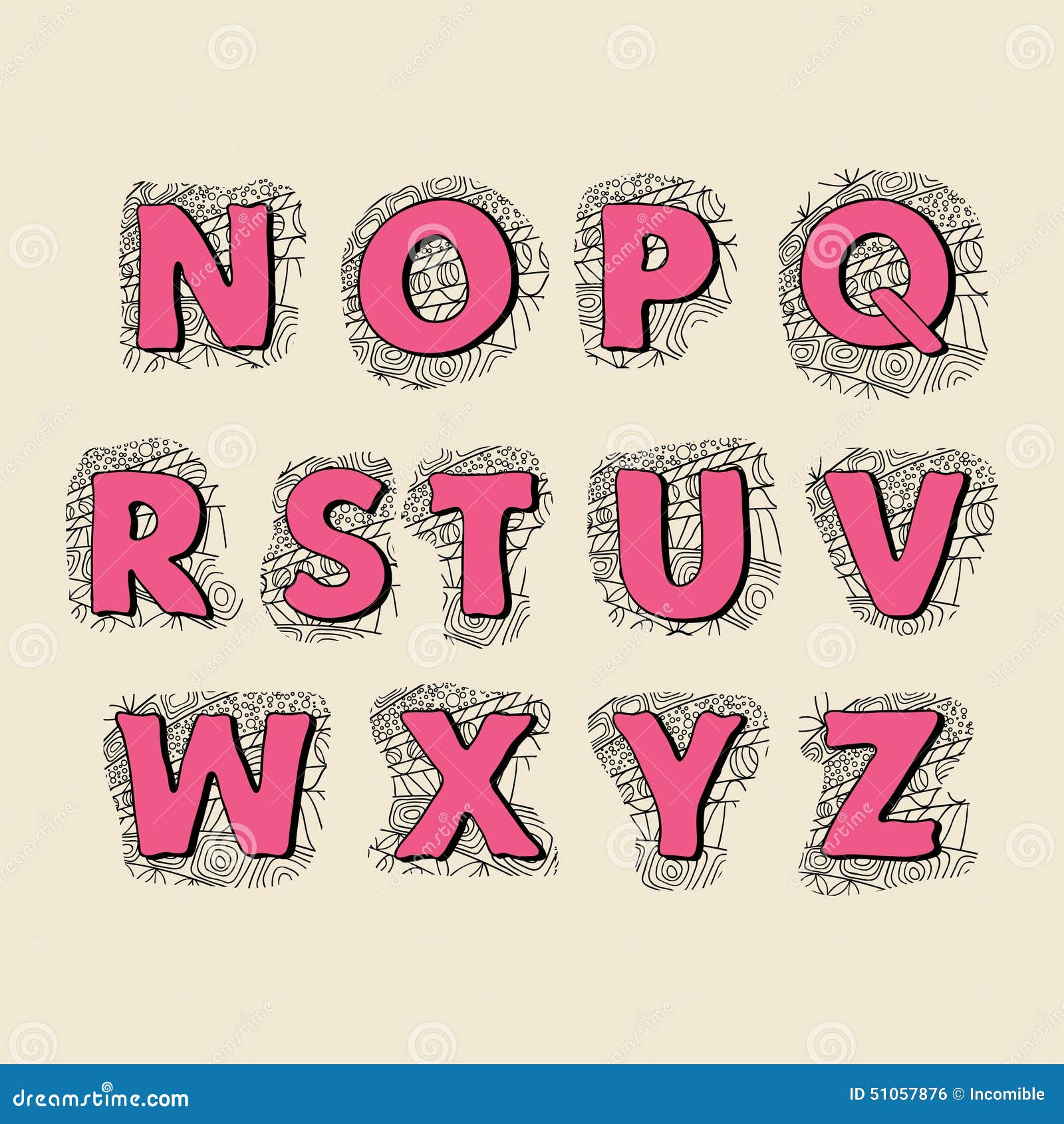 Cute Hand Drawn Font. Vector Letters Set N-Z Stock Vector ...