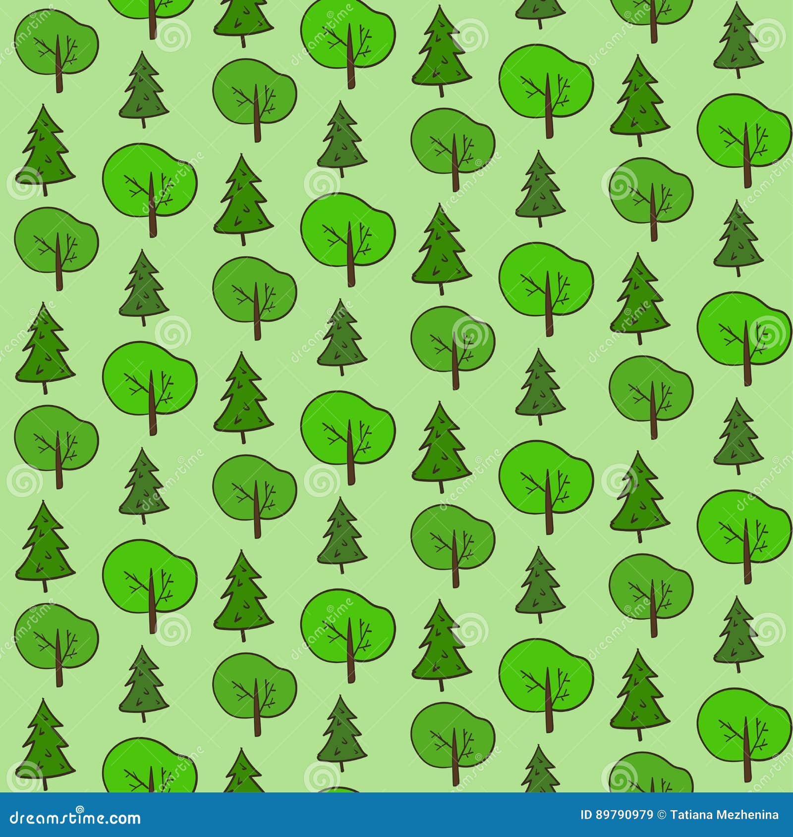 Cute Hand Drawn Forest Pattern Stock Illustration - Illustration of ...