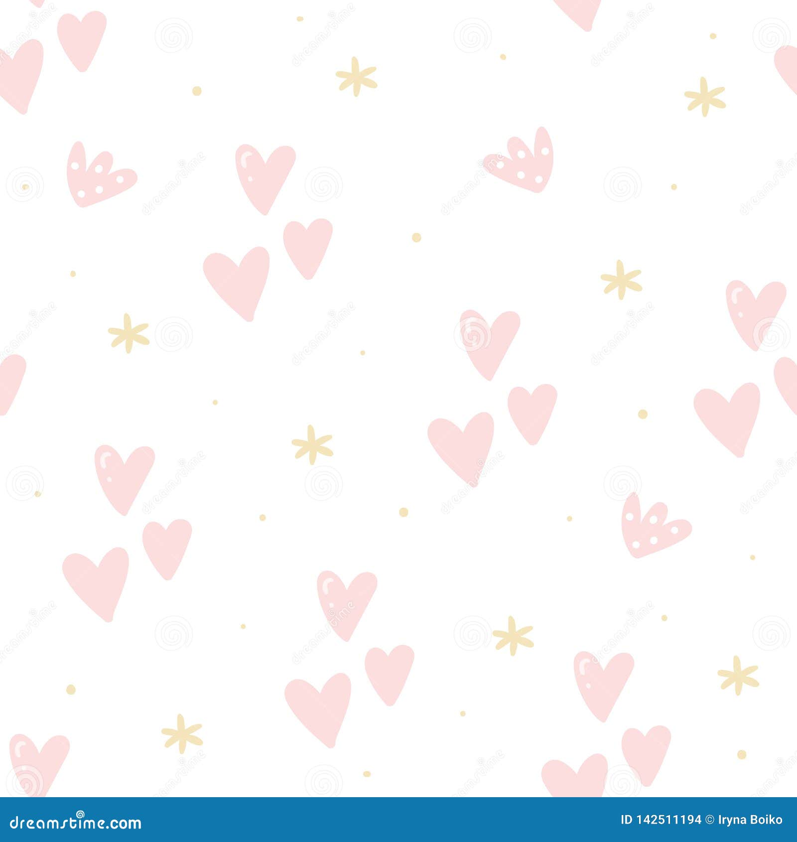 Cute Hand Drawn Heart Seamless Pattern. Vector Print. Stock Vector ...