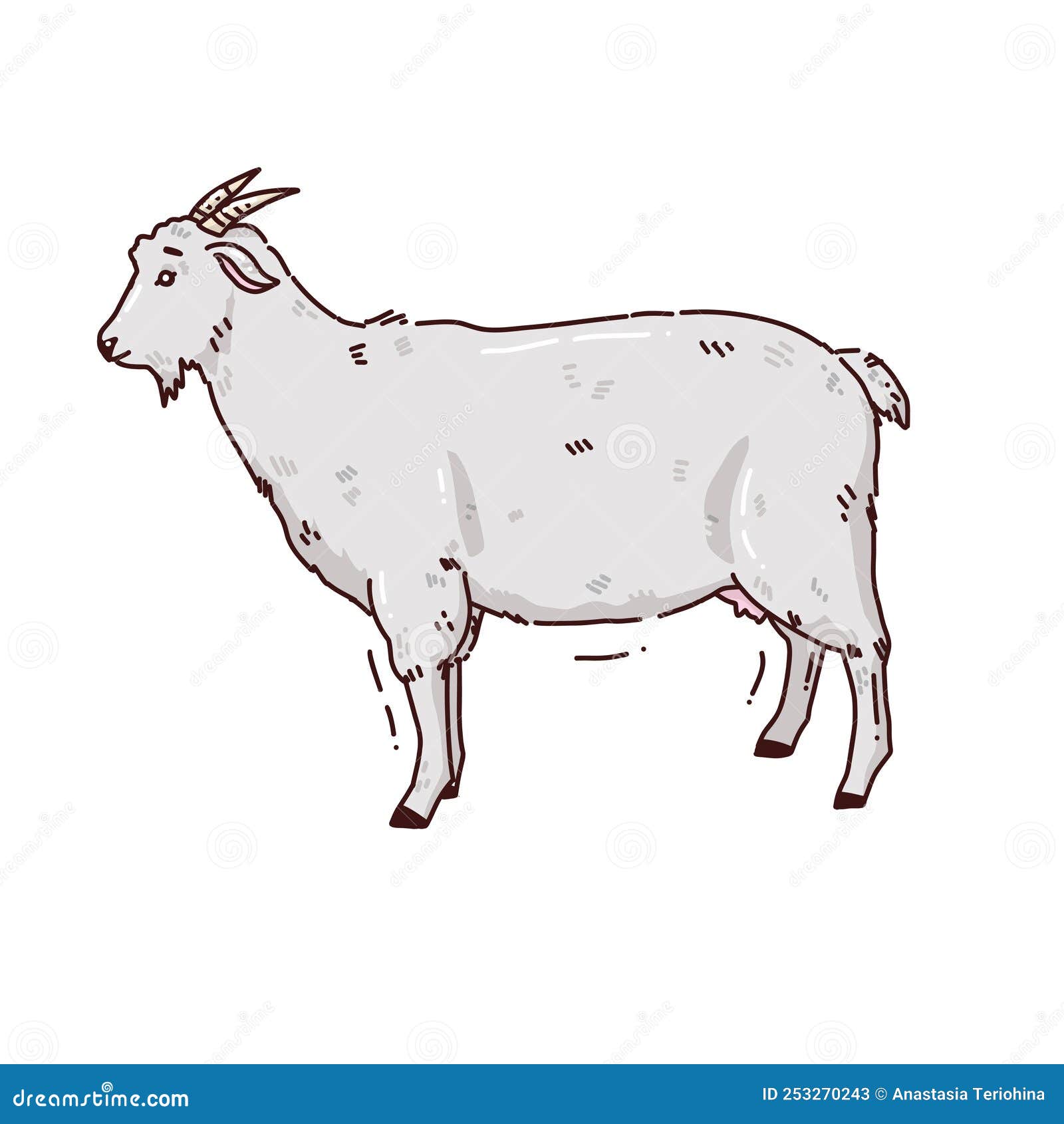 Cute Hand Drawn Illustration with Goat Stock Vector - Illustration of ...