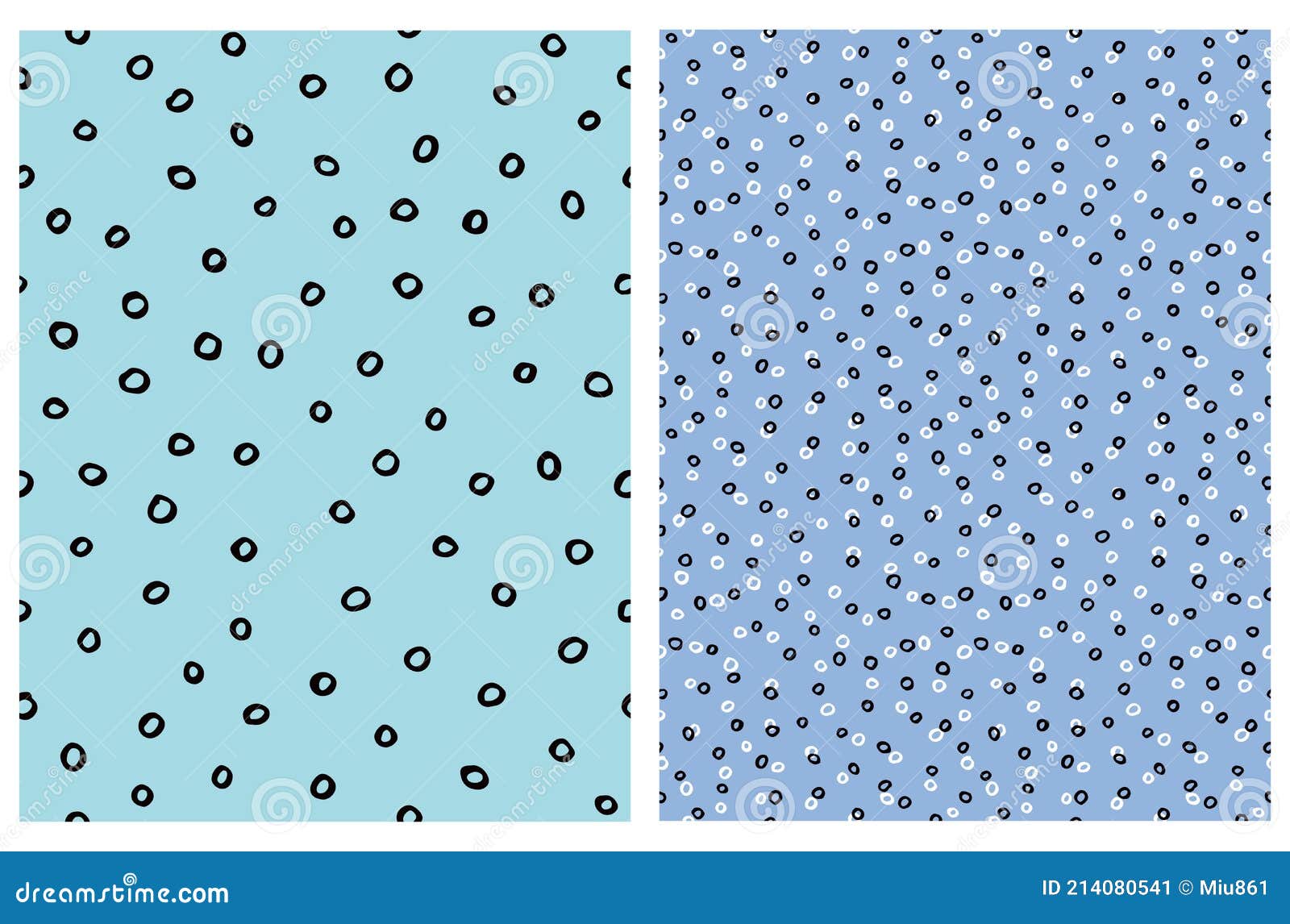 Cute Hand Drawn Irregular Dotted Vector Patterns with White and Black ...