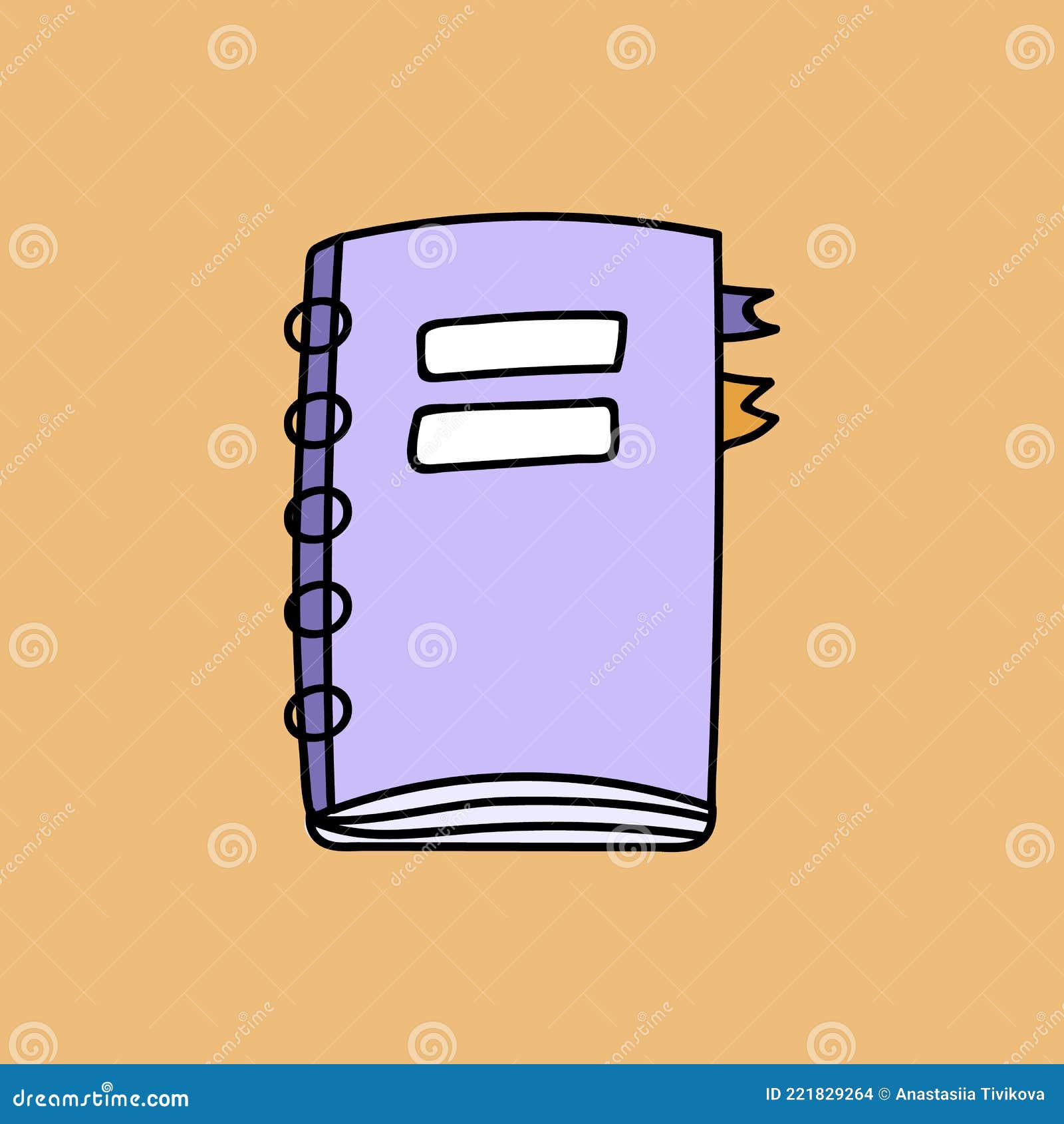 Cute Hand Drawn Isolated Clipart of Ring Notebook, Notepad, Planner for ...