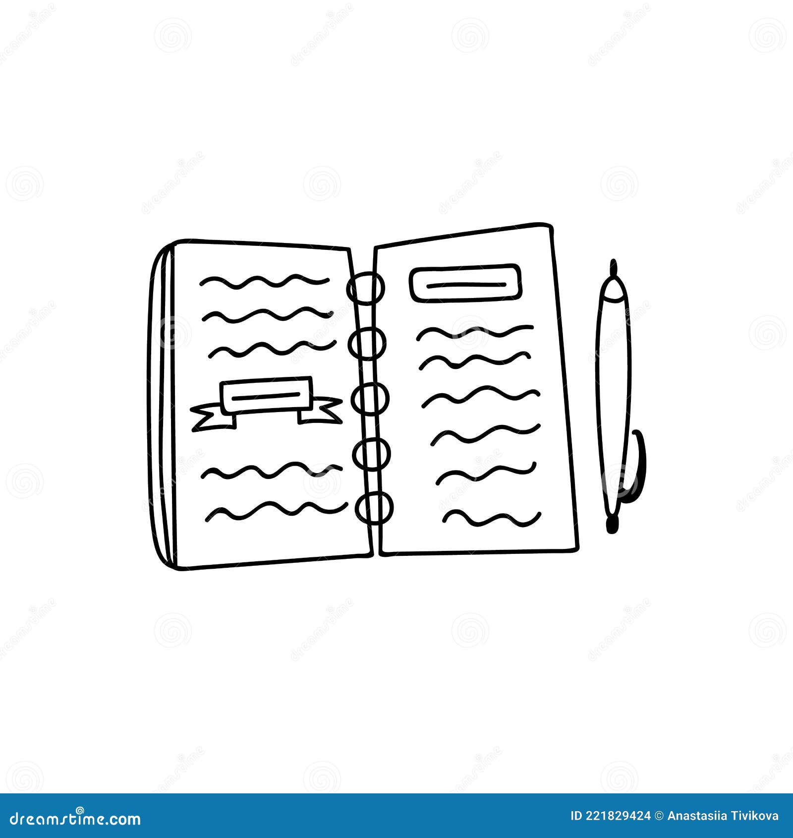 Cute Hand Drawn Isolated Doodle Notebook, Notepad, Planner with Notes ...